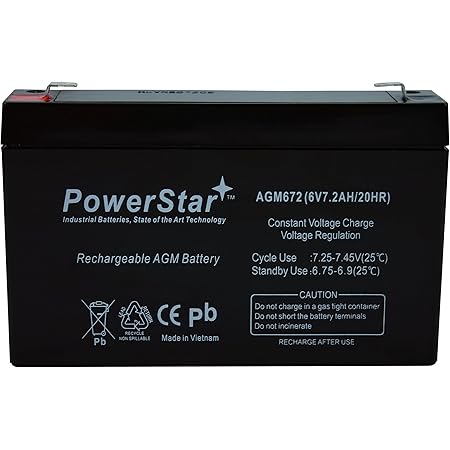 Amazon.com: POWERSTAR 6v 7.2AH UB670 UPS Battery Replaces 7.2ah Leoch ...