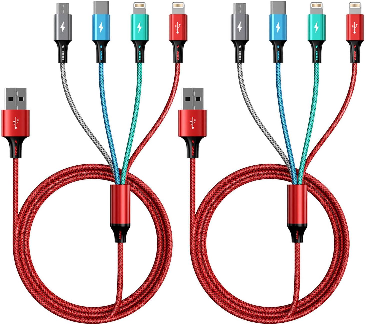 Amazon.com: Multi Charging Cable 3.5A, [2Pack 6Ft] 4 in 1 Fast Charging ...