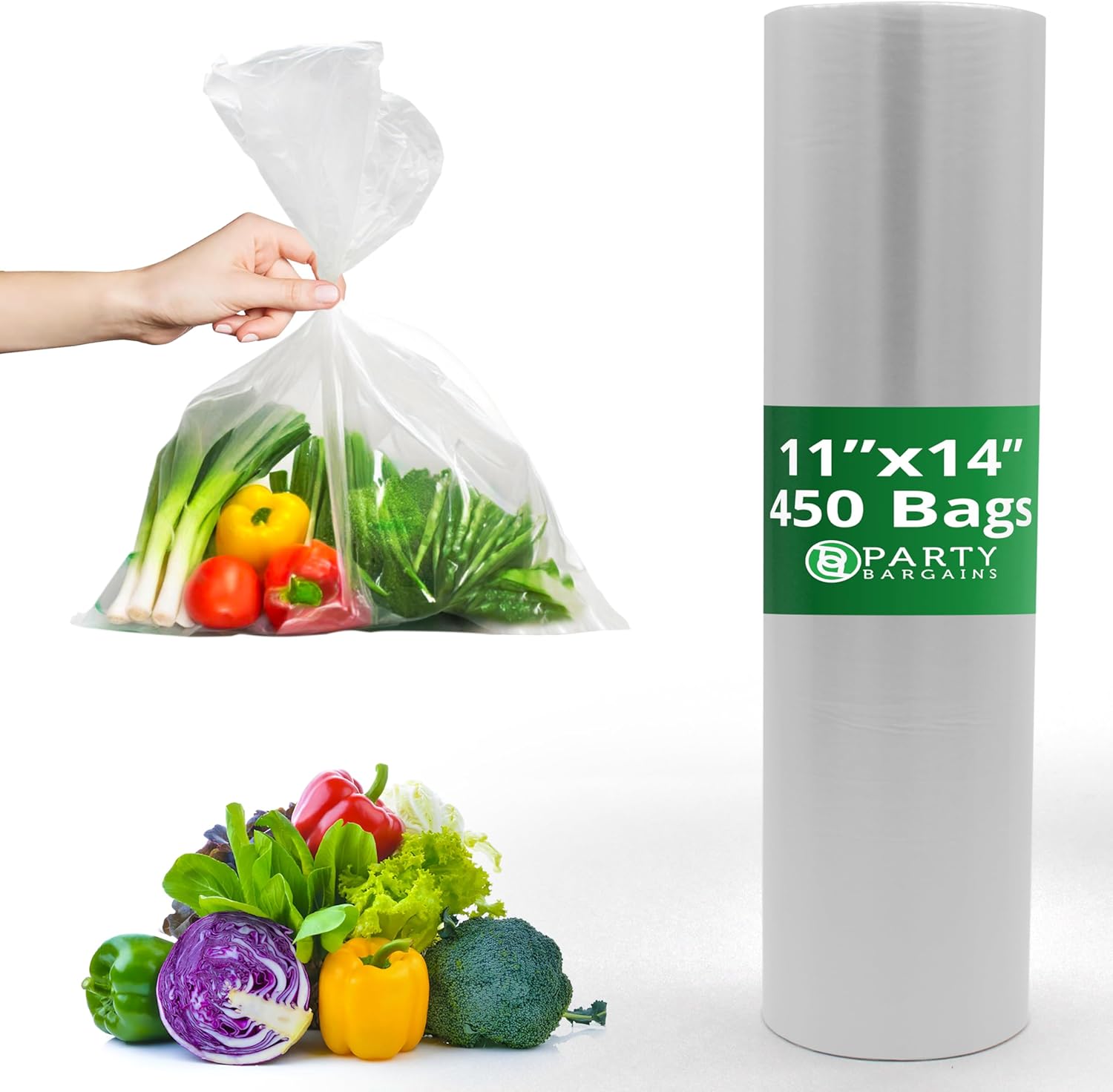 Amazon.com: Party Bargains 11" x 14" Plastic Produce Bags on a Roll ...