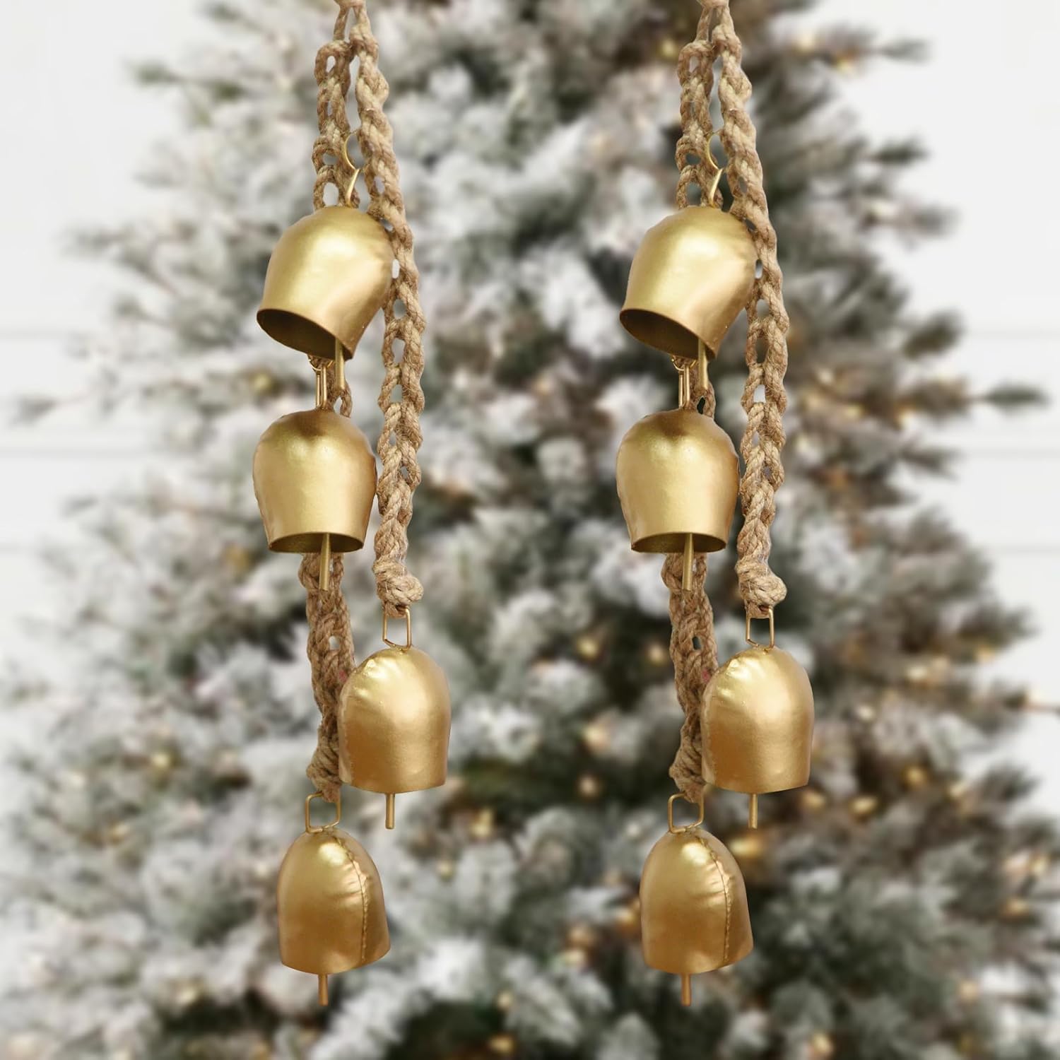 Amazon.com: Vintage Hanging Decorative 2 Pack Gold Bells with Jute ...