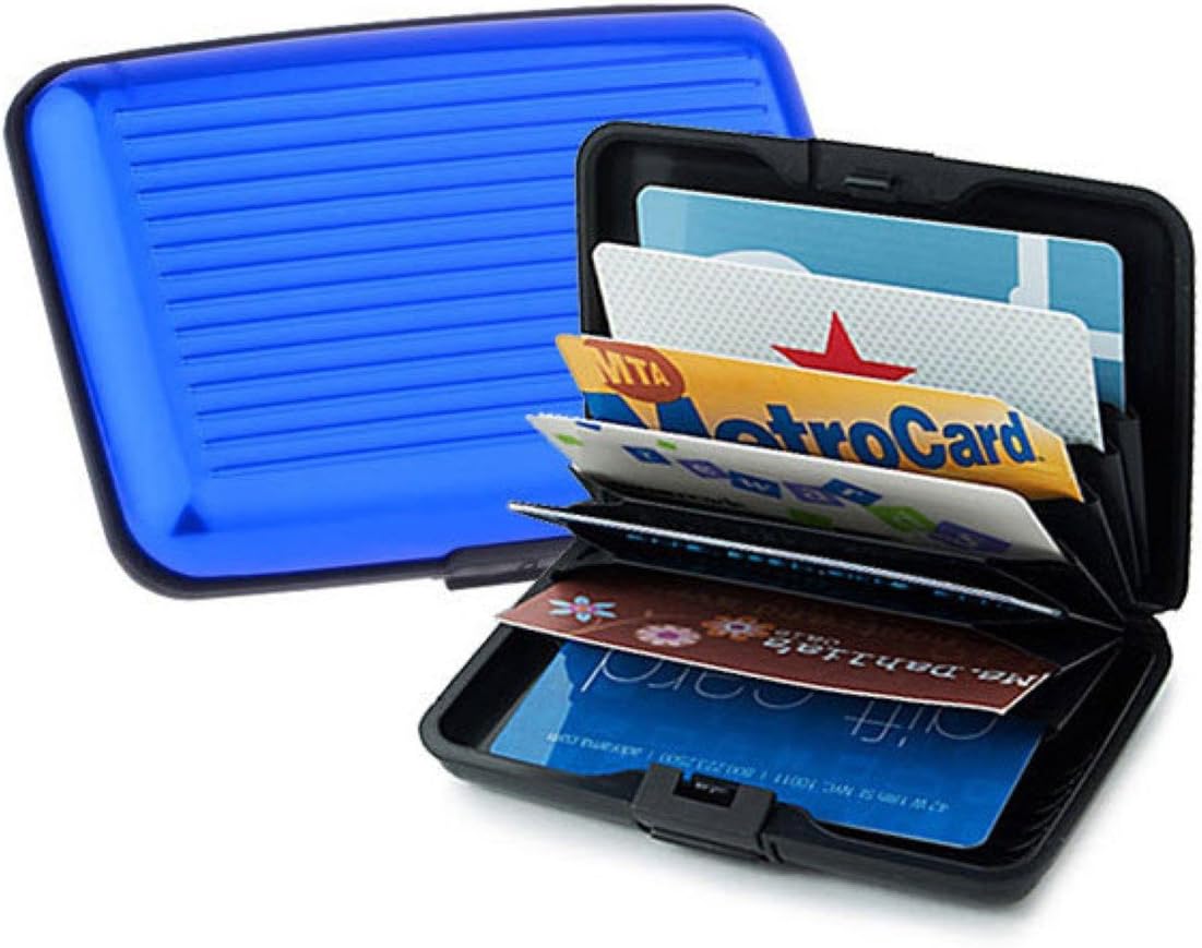 Amazon.com: Card Guard RFID Blocking Aluminum Credit Card Wallet - Blue ...