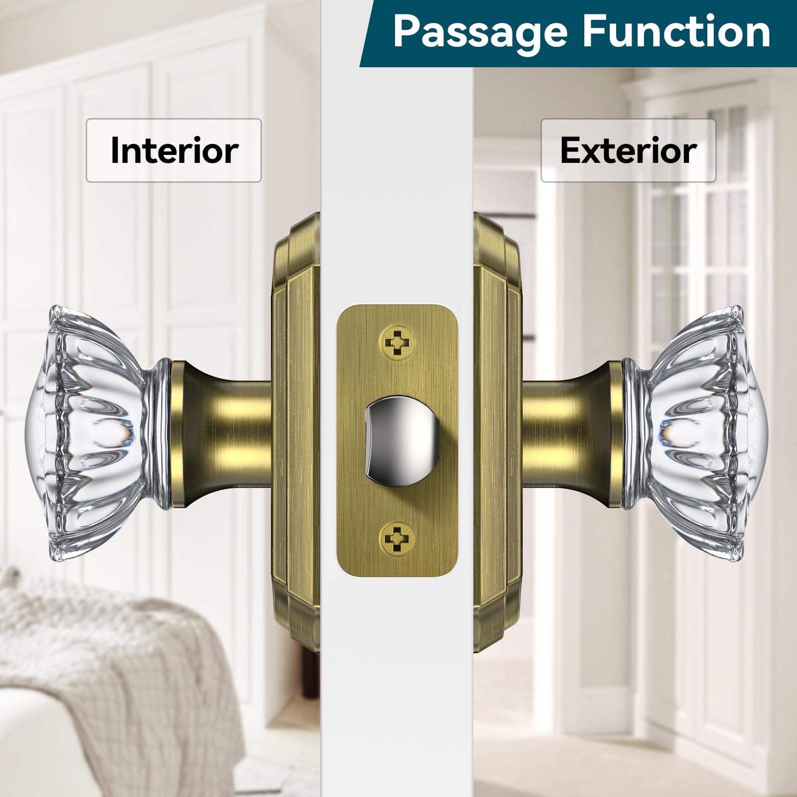 Snapklik.com : Calzibeno Passage Glass Crystal Door Knobs