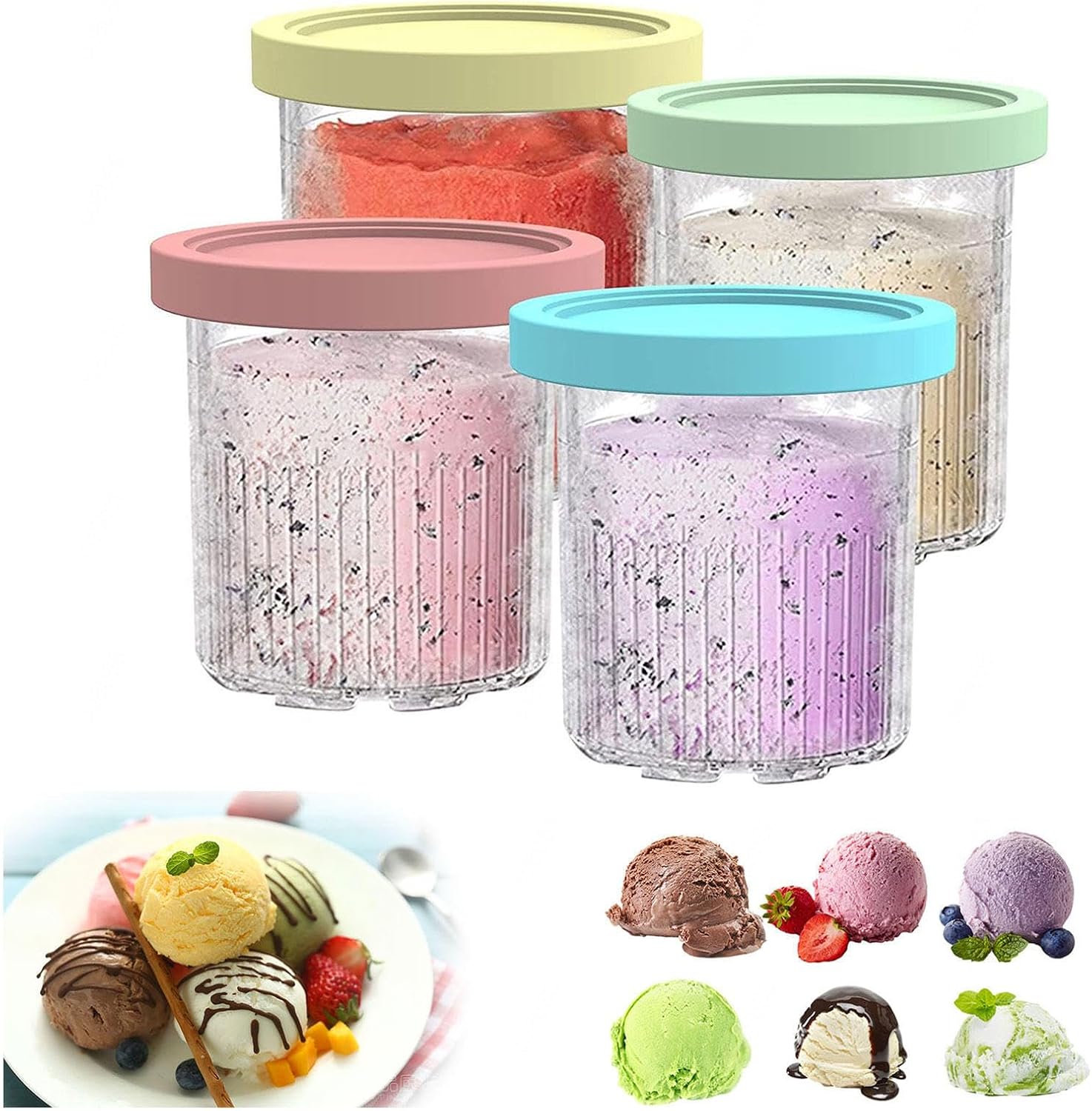 Amazon.com: VRINO Creami Pints, for Creami Ninja Ice Cream,24 OZ Ice ...