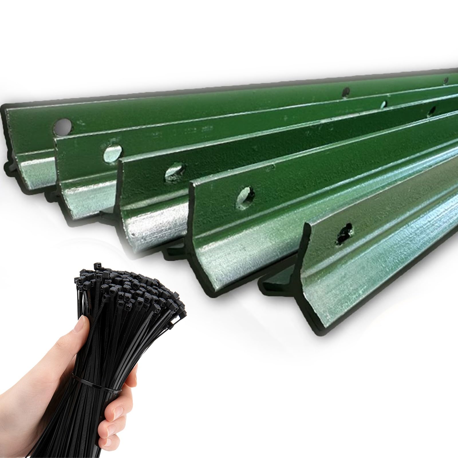 WDJBPSH Steel Fence Post with Zip Ties, Green Metal Fencing Pillars for ...