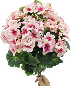 Amazon.com: JOJAZE 2Pcs18''Artificial Geraniums for Outdoor Silk Geranium Flowers Uv Resistant ...