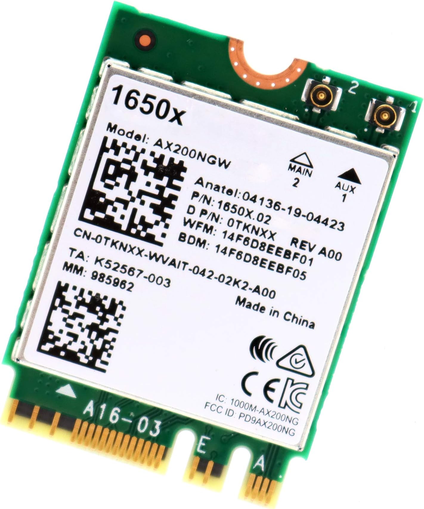 Amazon.com: Deal4GO AX200NGW 1650X 802.11ax 2.4Gbps Wi-Fi 6 M.2 NGFF ...