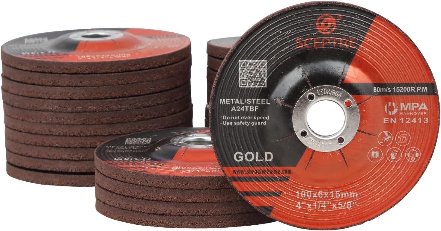 SCEPTRE Gold Grinding Disc with R.P.M 15200, 80 m/s, Dimension 100x6x16 mm, Size- 4 Inch x 1/4 ...