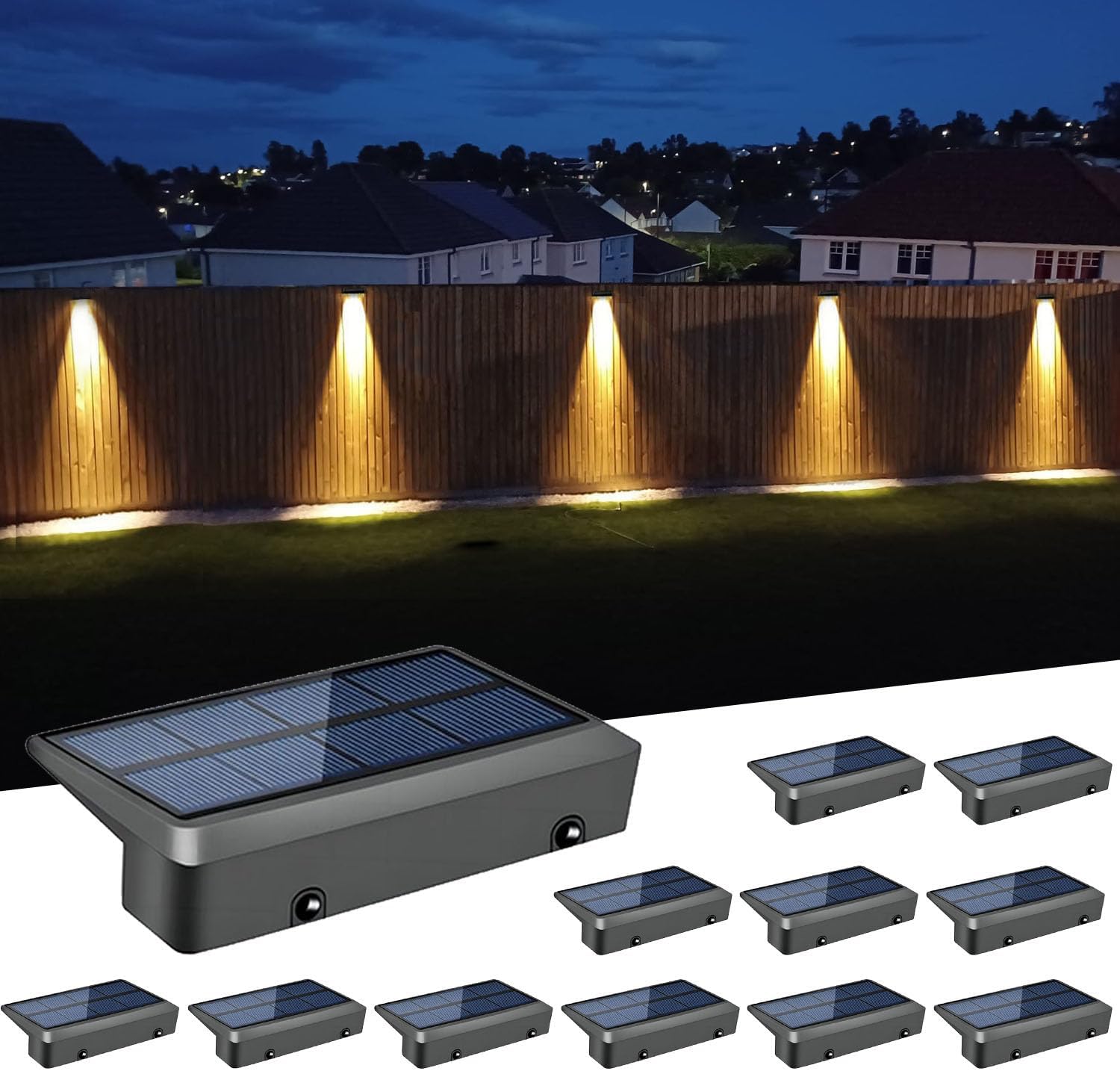 Solar Fence Lights Outdoor Outdoor Waterproof LED, 12 Pack Solar ...