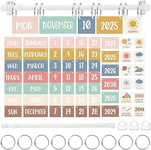 Amazon.com : JarThenaAMCS Groovy Boho Calendar Bulletin Board Set Retro ...