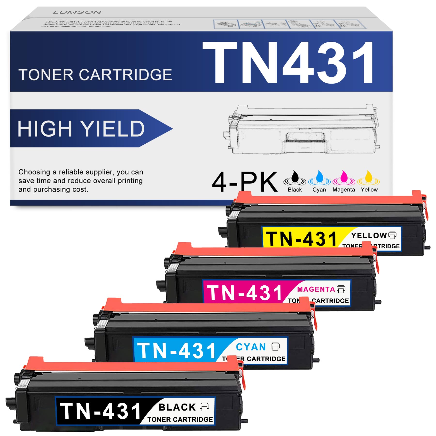 TN-431BK TN-431C TN-431M TN-431Y High Yield TN431BK/C/M/Y Toner ...