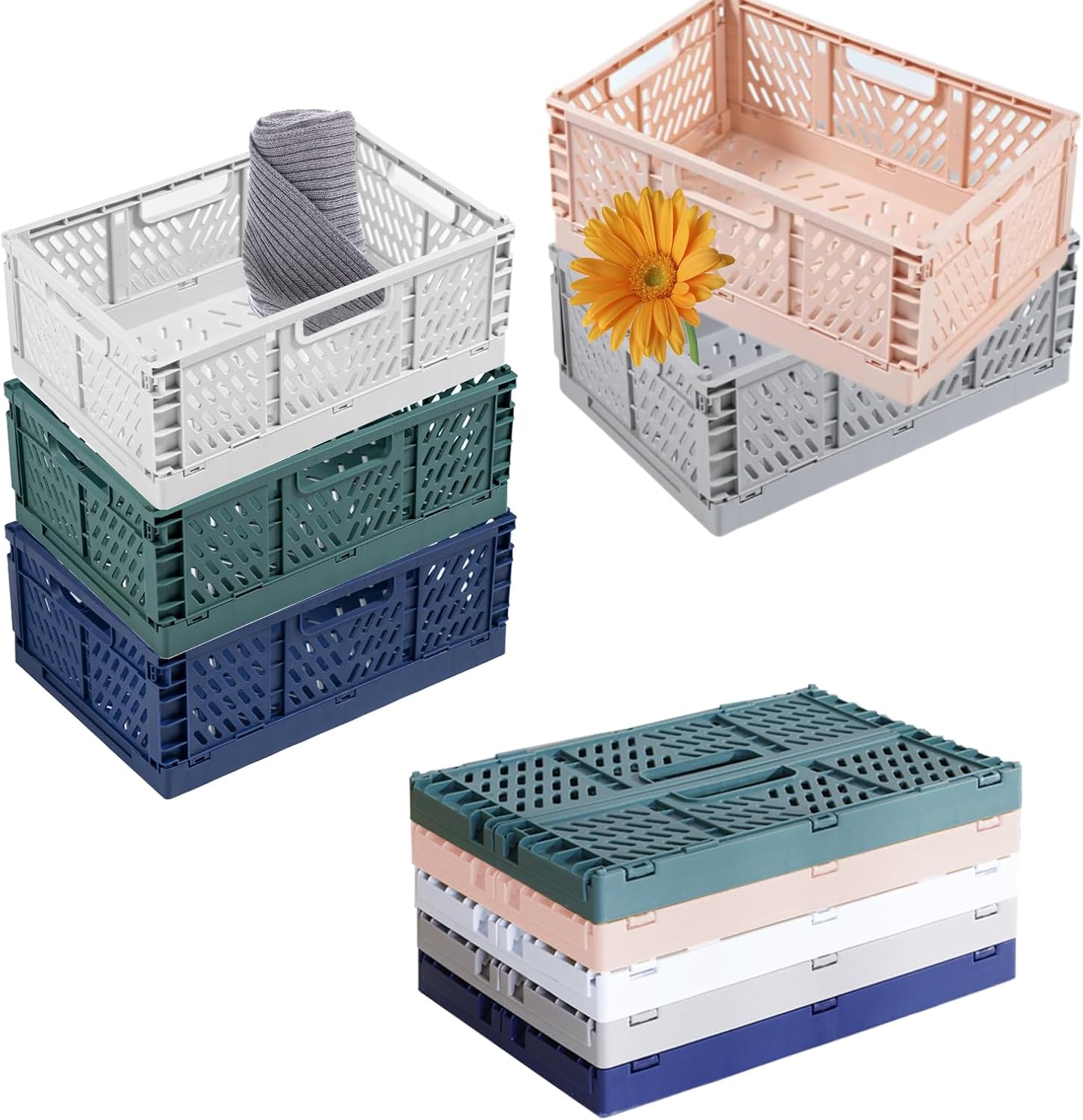 Amazon.com : HXCBEC Pastel Storage Crates, Collapsible Storage Plastic ...