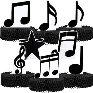 Amazon.com: Sureio 8 Pack Music Notes Honeycomb Centerpieces Musical ...