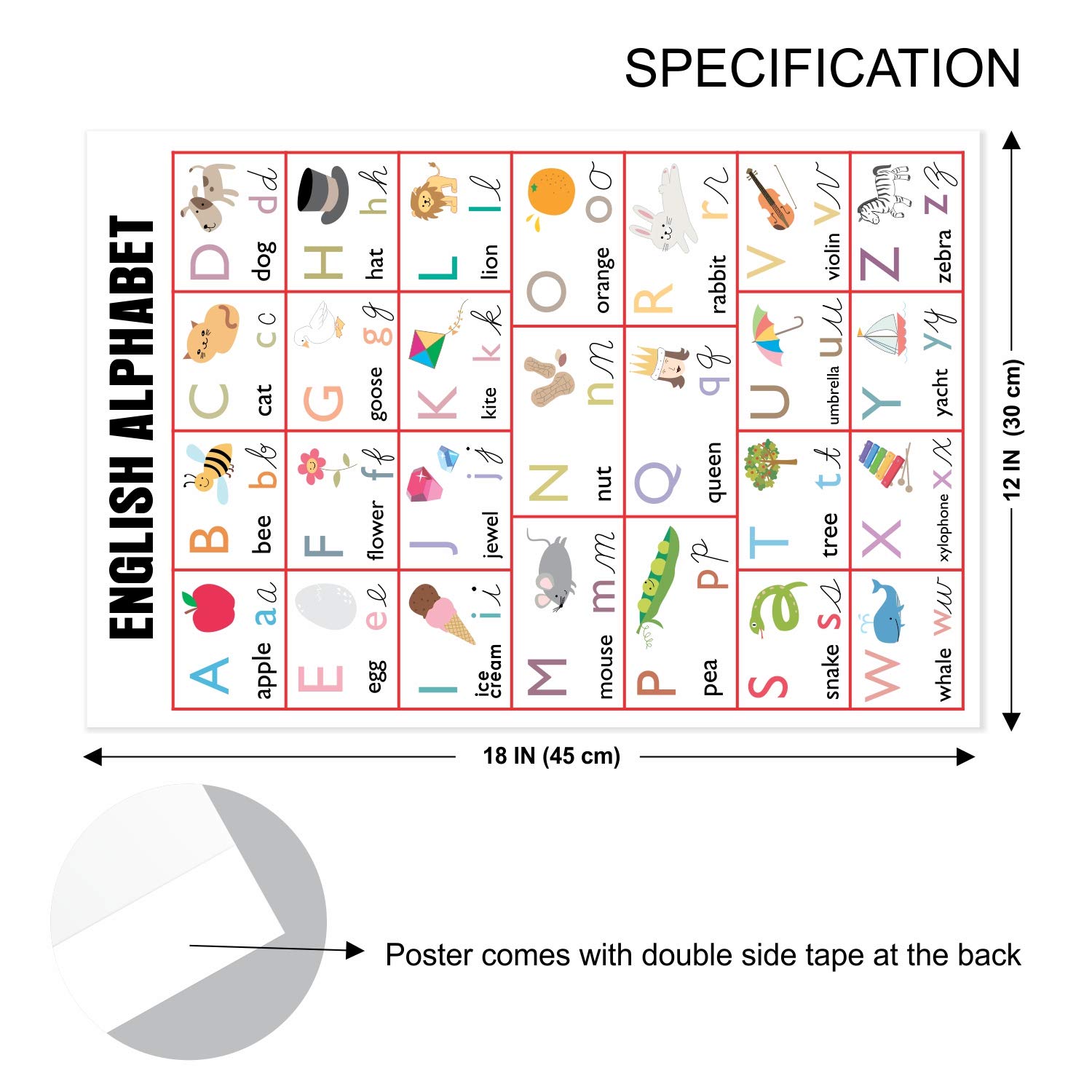 PAPER PLANE DESIGN English Alphabet Chart Early Educational Po