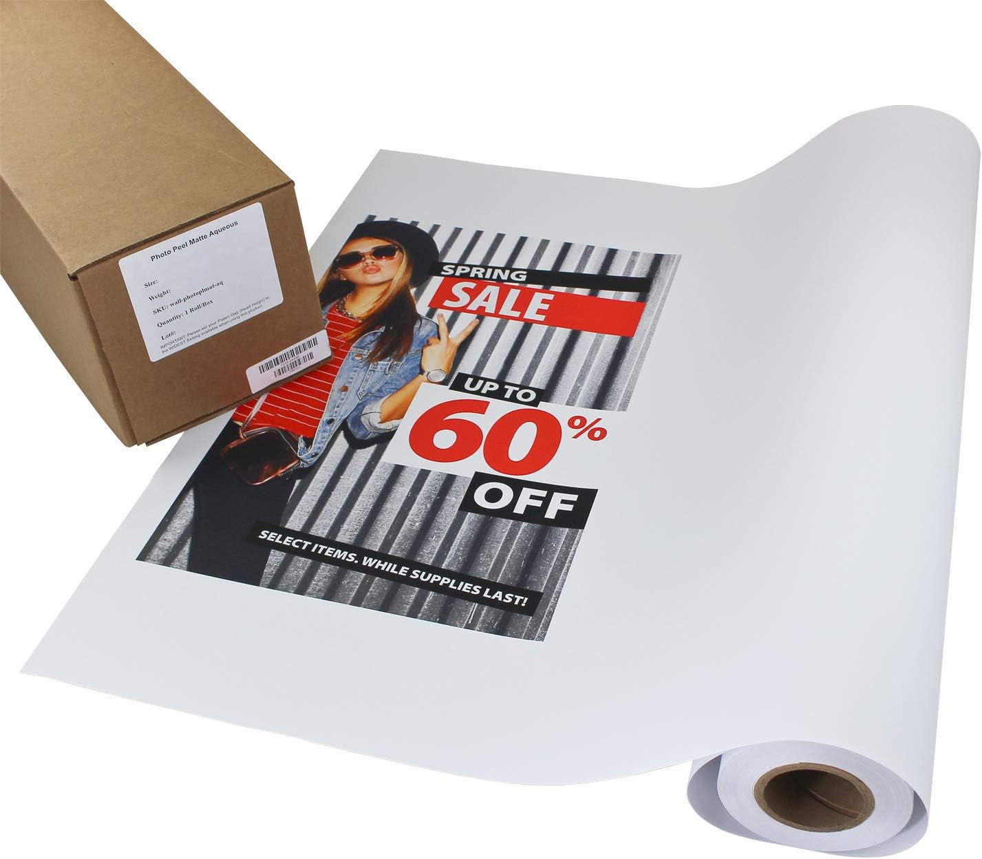 Amazon.com : Printable Glossy White Vinyl Sticker Paper Roll Size 17 ...