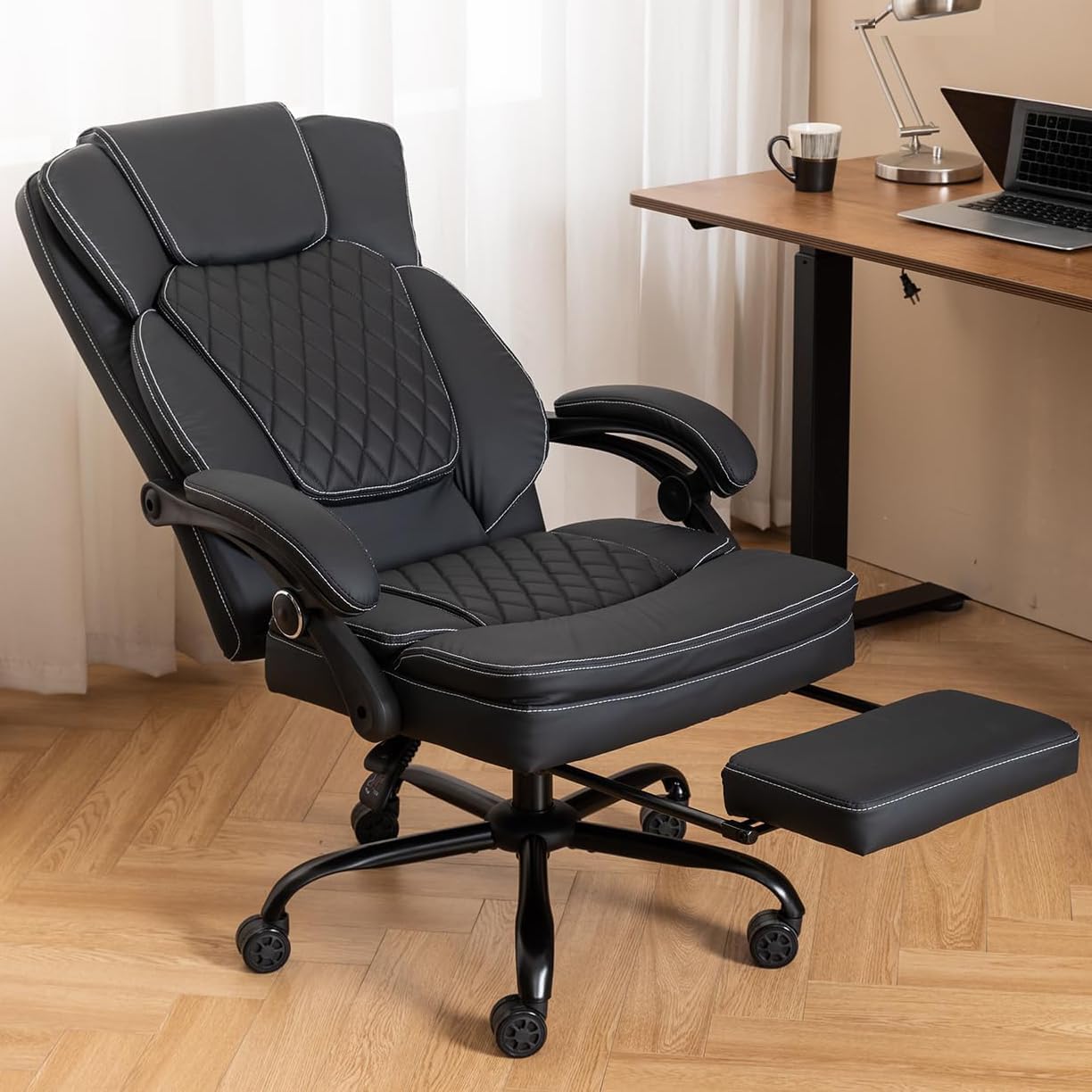 Amazon.com: Ergonomic Office Chair with Footrest, Reclining Desk Chair ...
