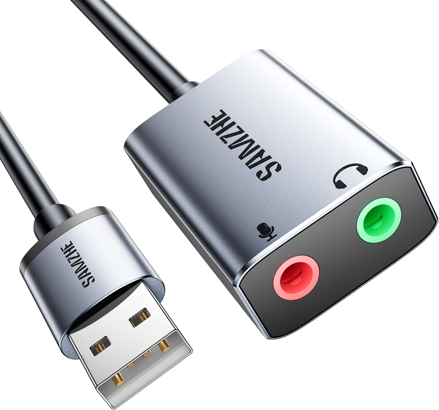Amazon.com: SAMZHE USB to Audio Jack Sound Card Adapter with Dual TRS 3 ...