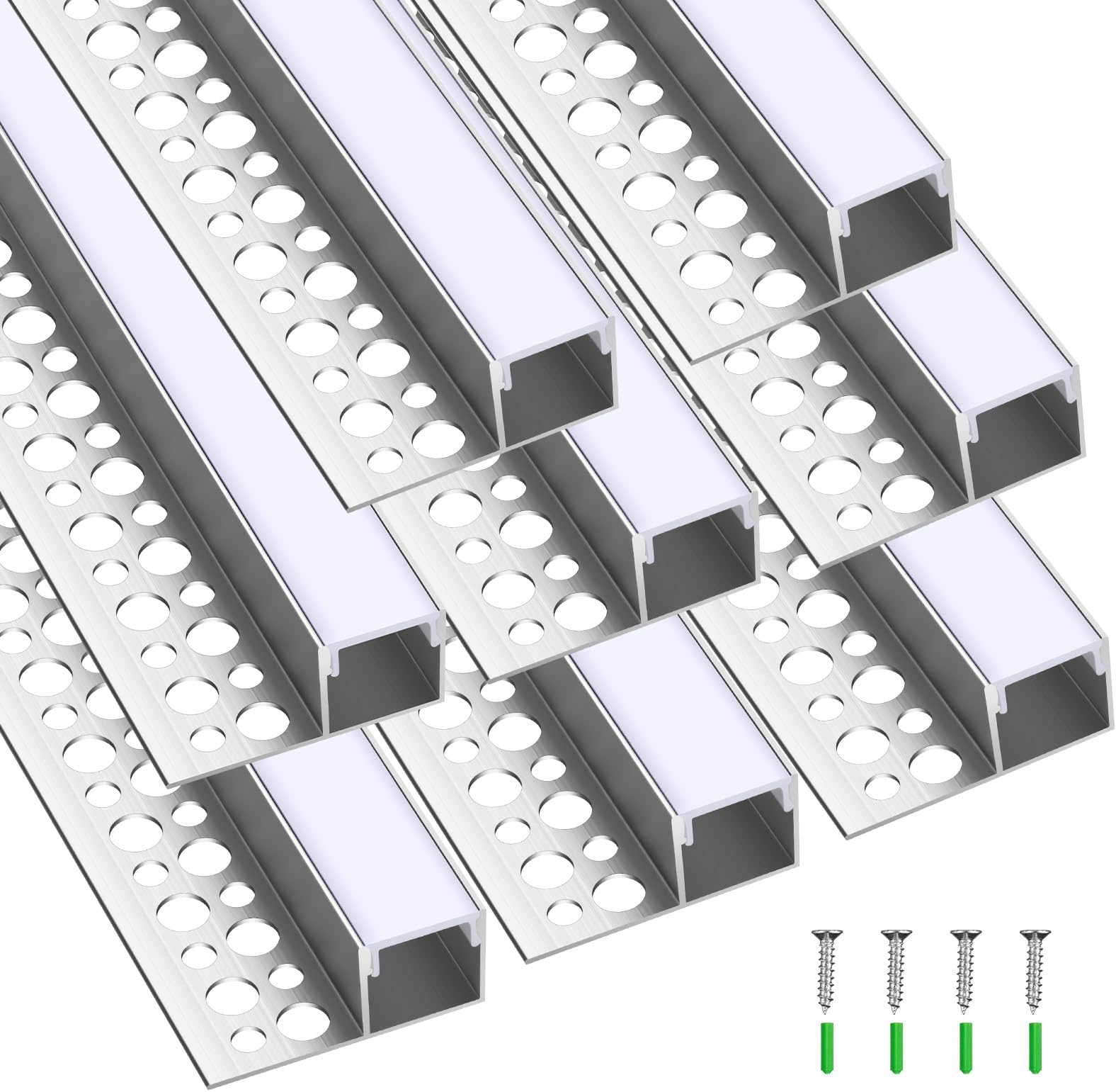 6 Pack LED Channel Plaster-in 6.6FT/2M Trimless Recessed Drywall ...