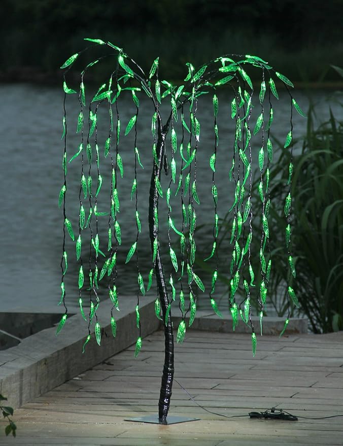 Amazon.com: LIGHTSHARE 5.5 Feet 200 LED Willow Tree Light, Green Light ...