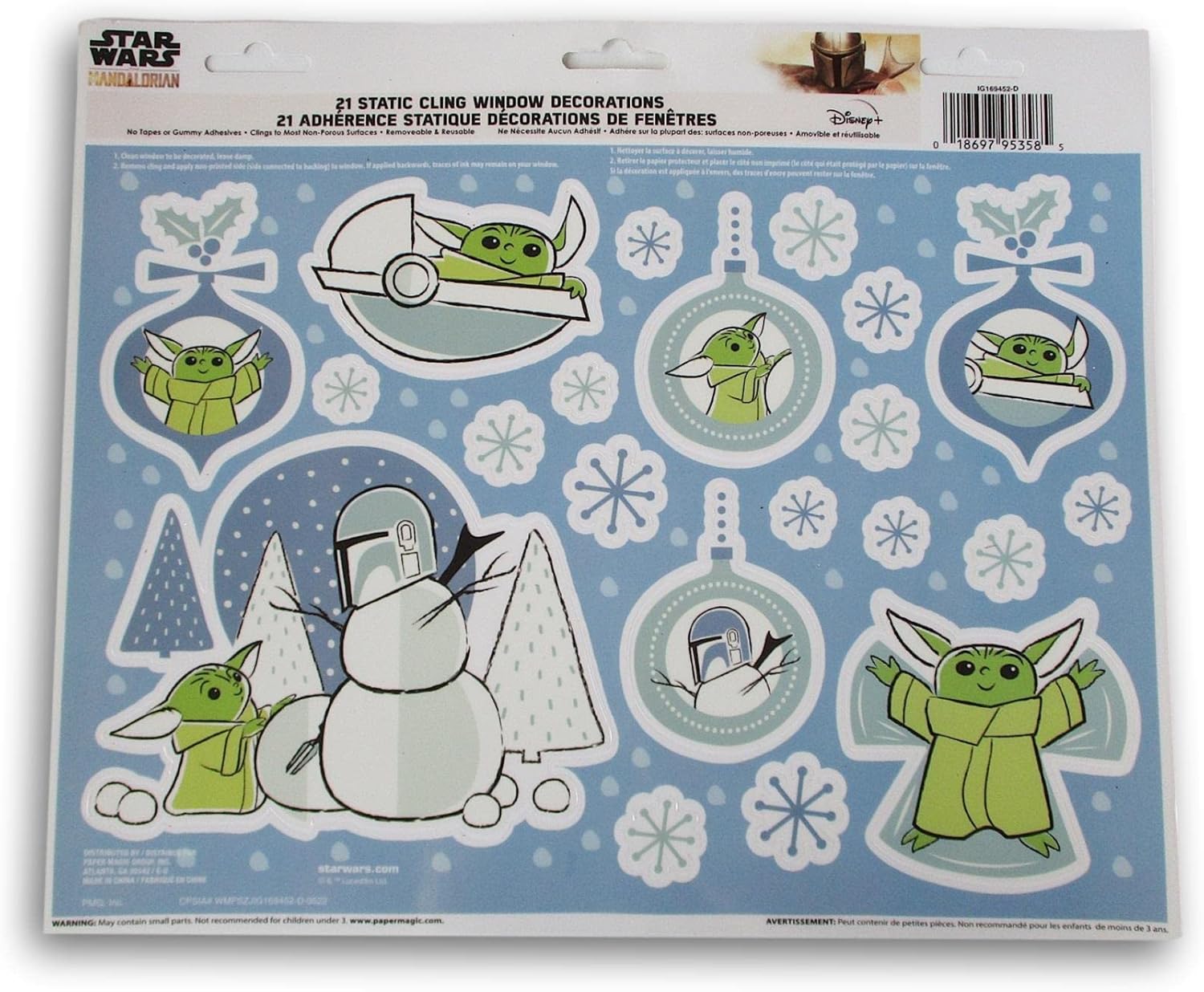 Amazon.com: Baby Grogu Winter Window Clings Christmas Ornament Decals ...