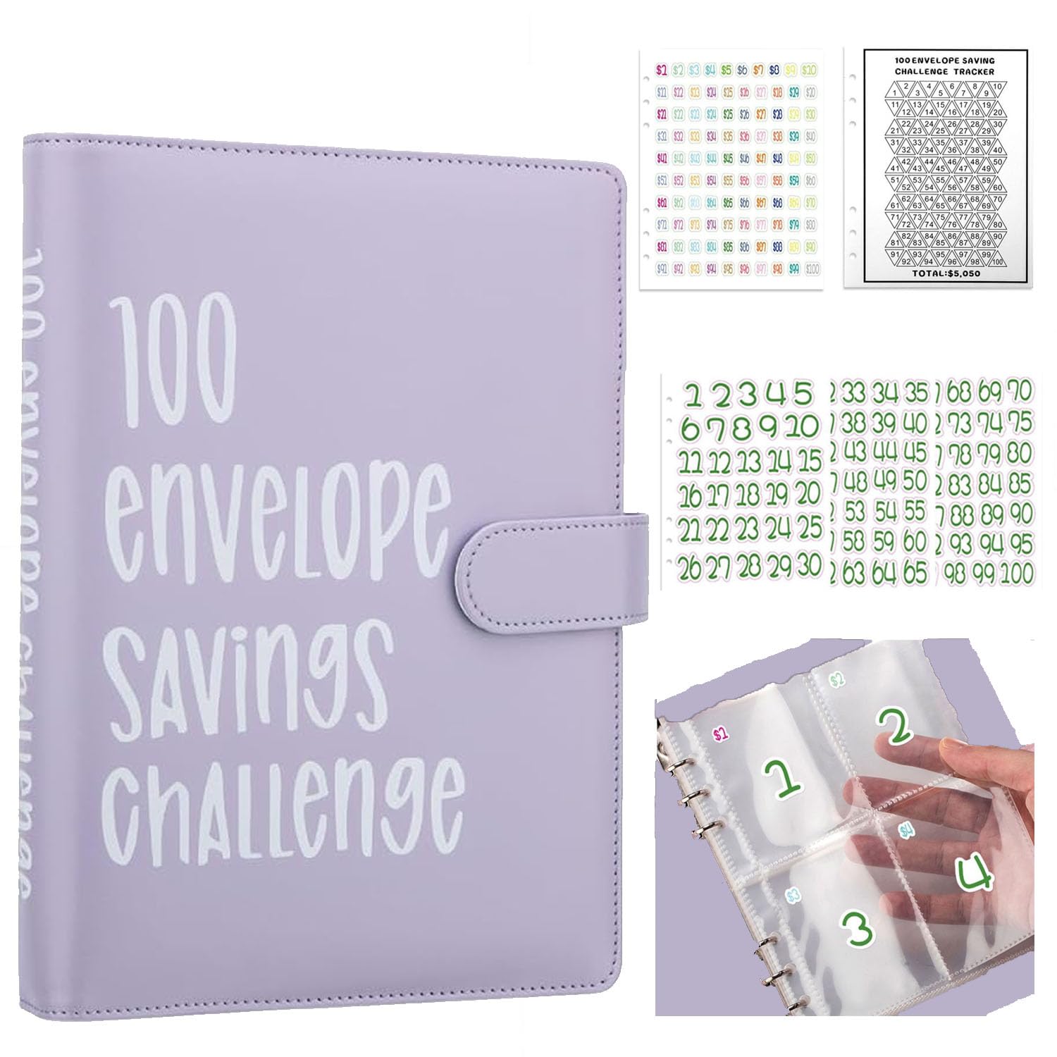 Snapklik.com : LARDERGO 100 Envelopes Money Saving Challenge, Purple ...