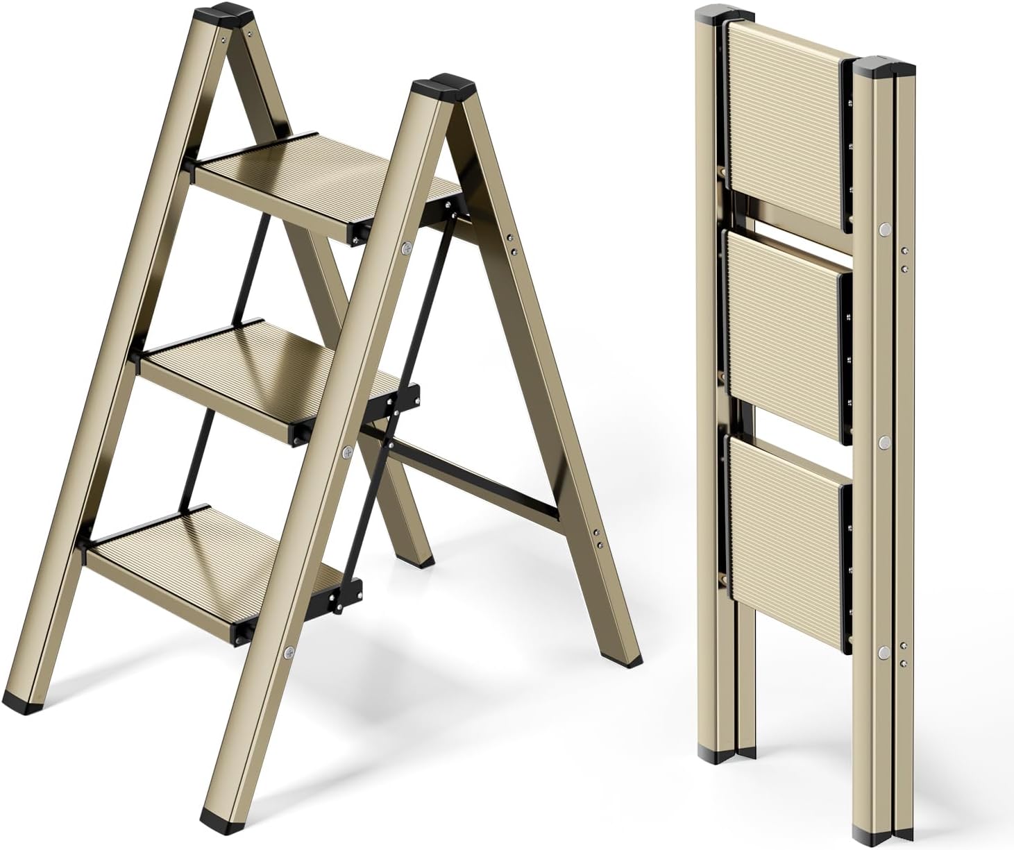 Teenza 3 Step Ladder, Handy Folding Ladder, Wide Steps, Can be used as ...