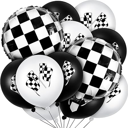 Amazon.com: Checkerboard Balloon Aluminum Foil Balloon Black White ...