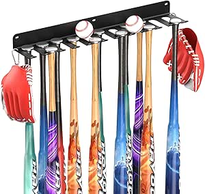Amazon.com: QBA Wall Mount Baseball Bat Holder, Heavy Duty Metal Bat ...