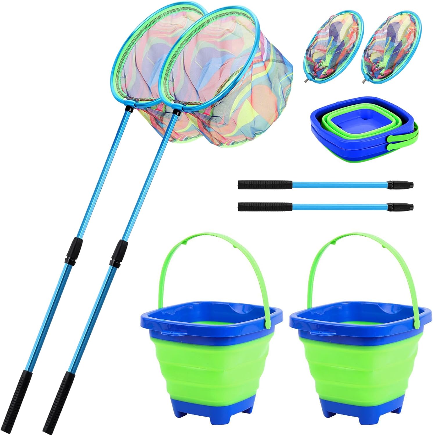 Amazon.com : 2 Pack Kids Fishing Net with Aluminum Telescopic Pole ...