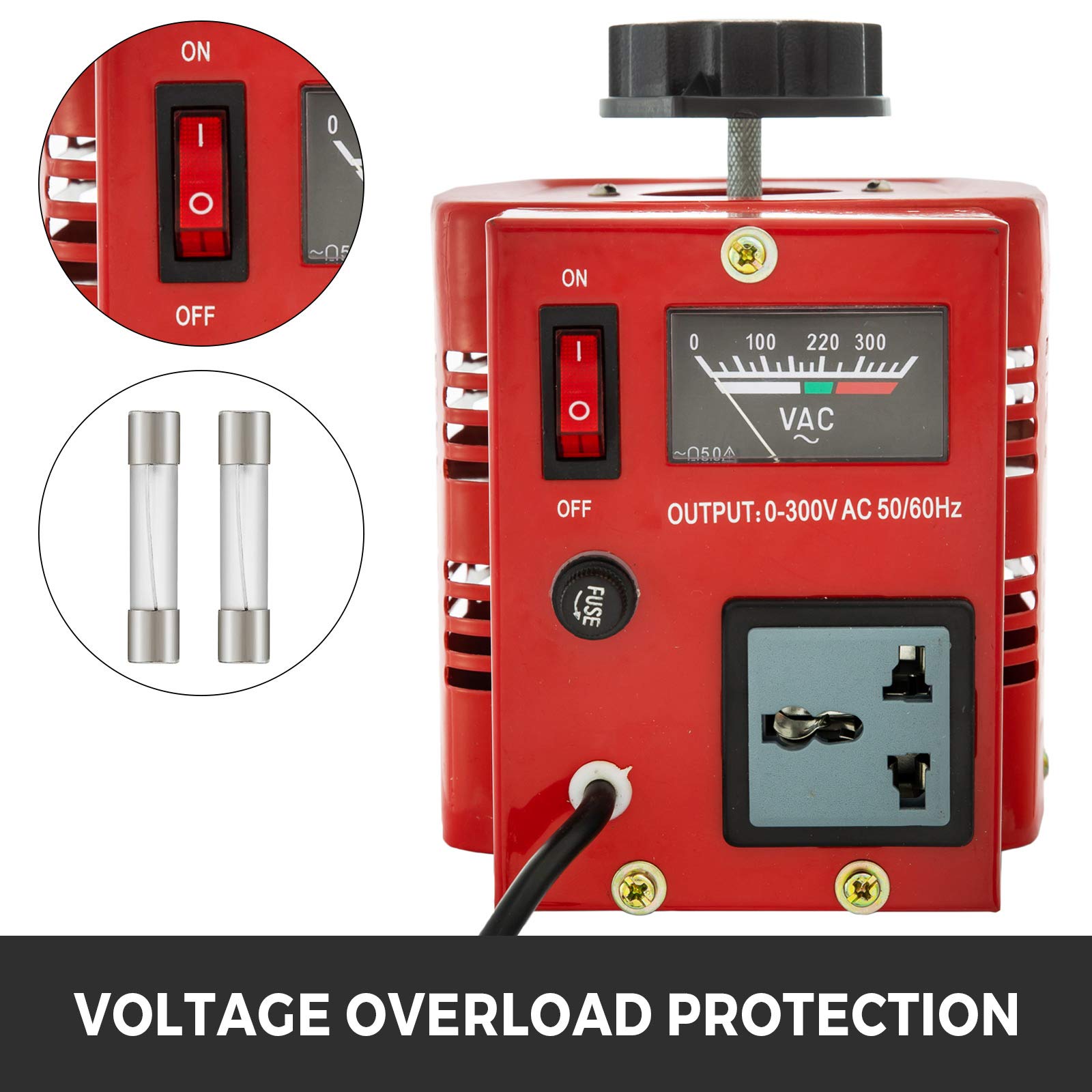 Buy VEVOR 0.5KVA Variable Output Transformer 220V AC w/Copper Coil ...