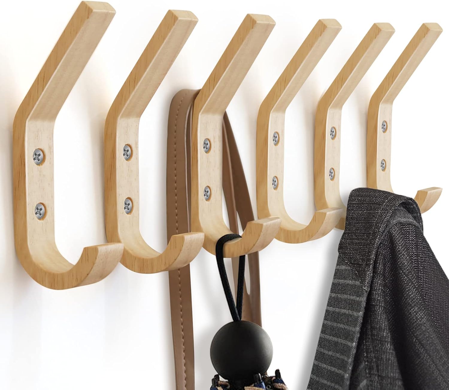 Amazon.com: Wooden Coat Hooks Wall Hooks,Rustic Natural Oak Wood Wall ...