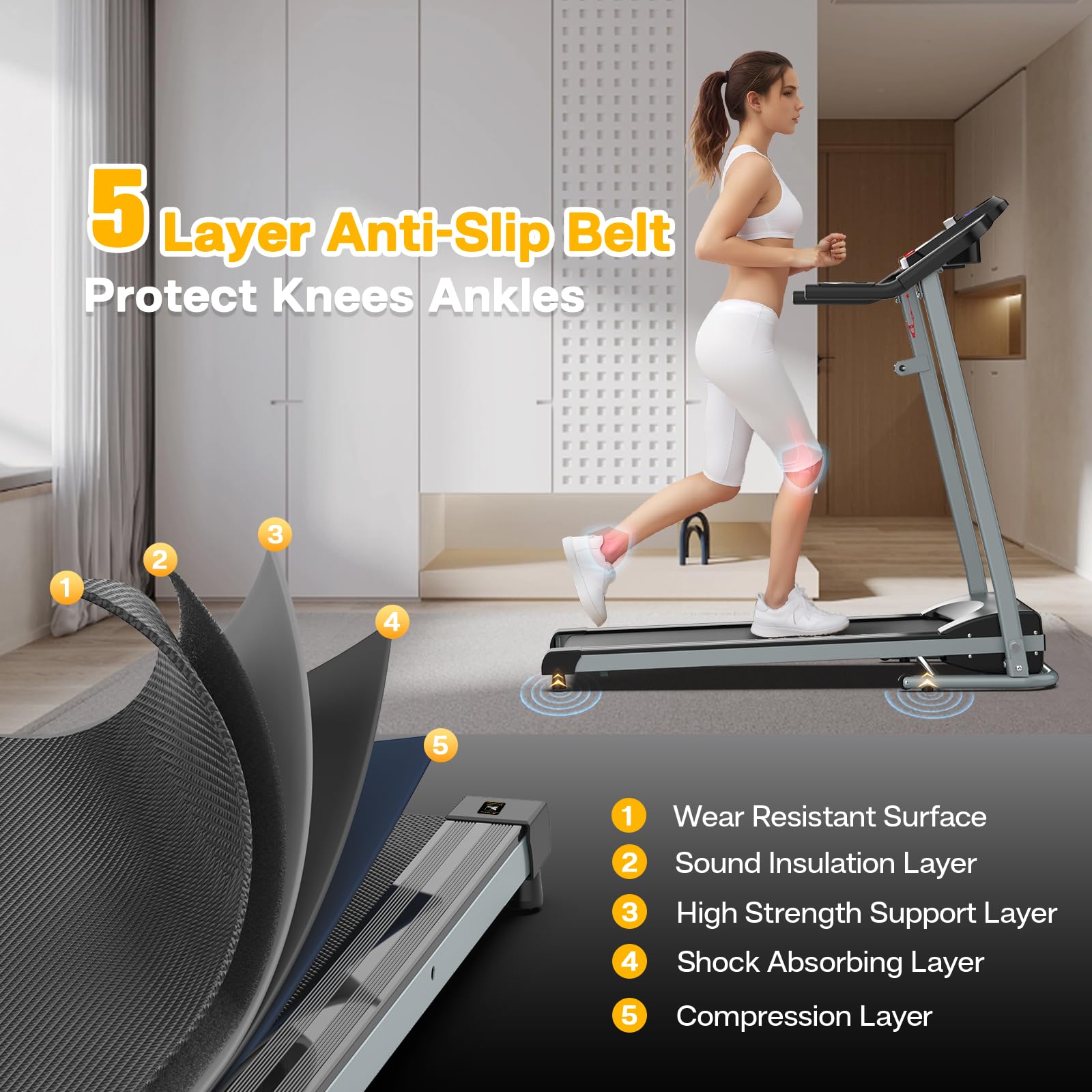 Snapklik.com : Compact Folding Treadmill For Home, 25HP Quiet Motor ...