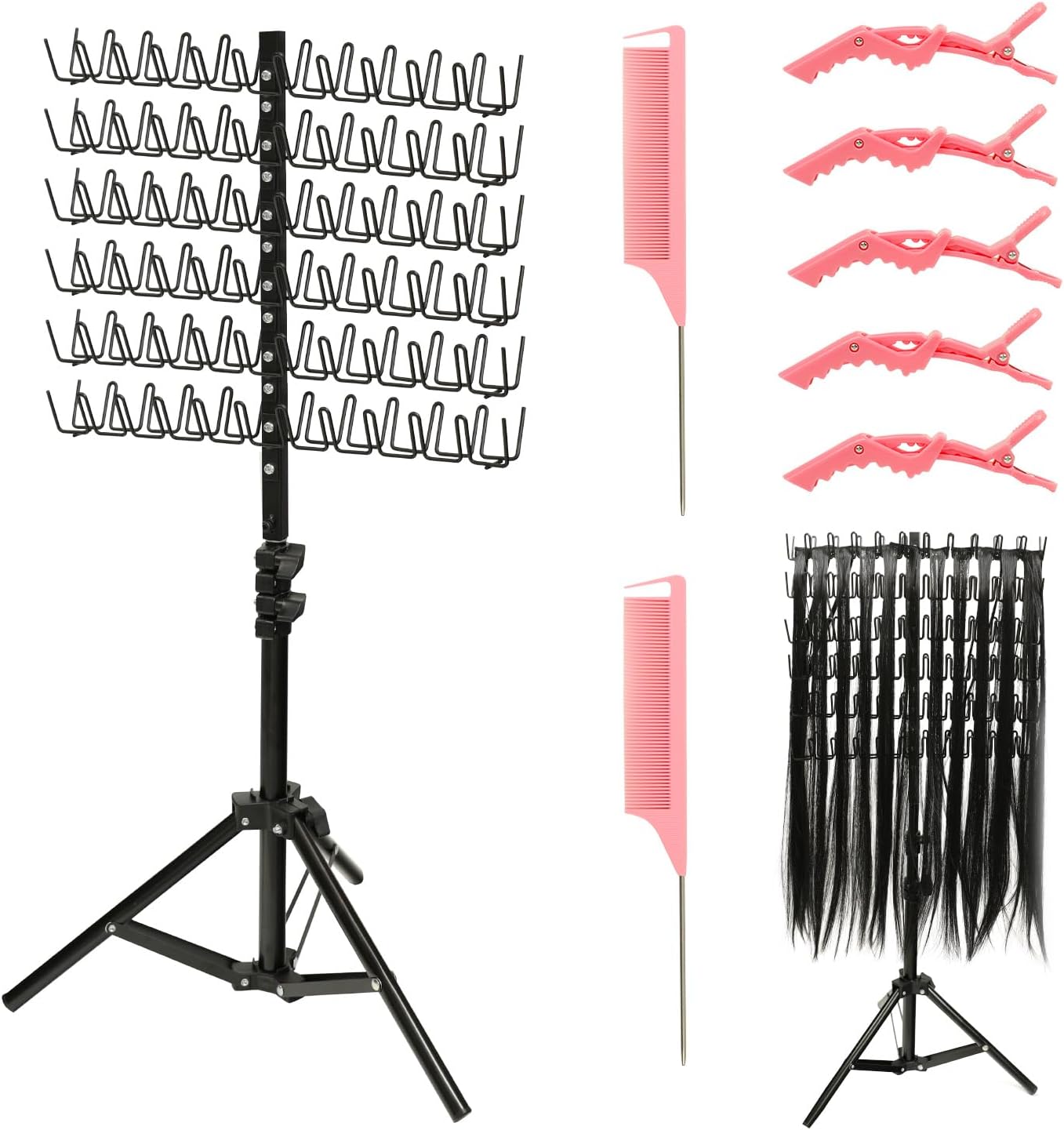 Amazon.com : CamRebel Brading Hair Rack (Black Stand with Pink Tools ...