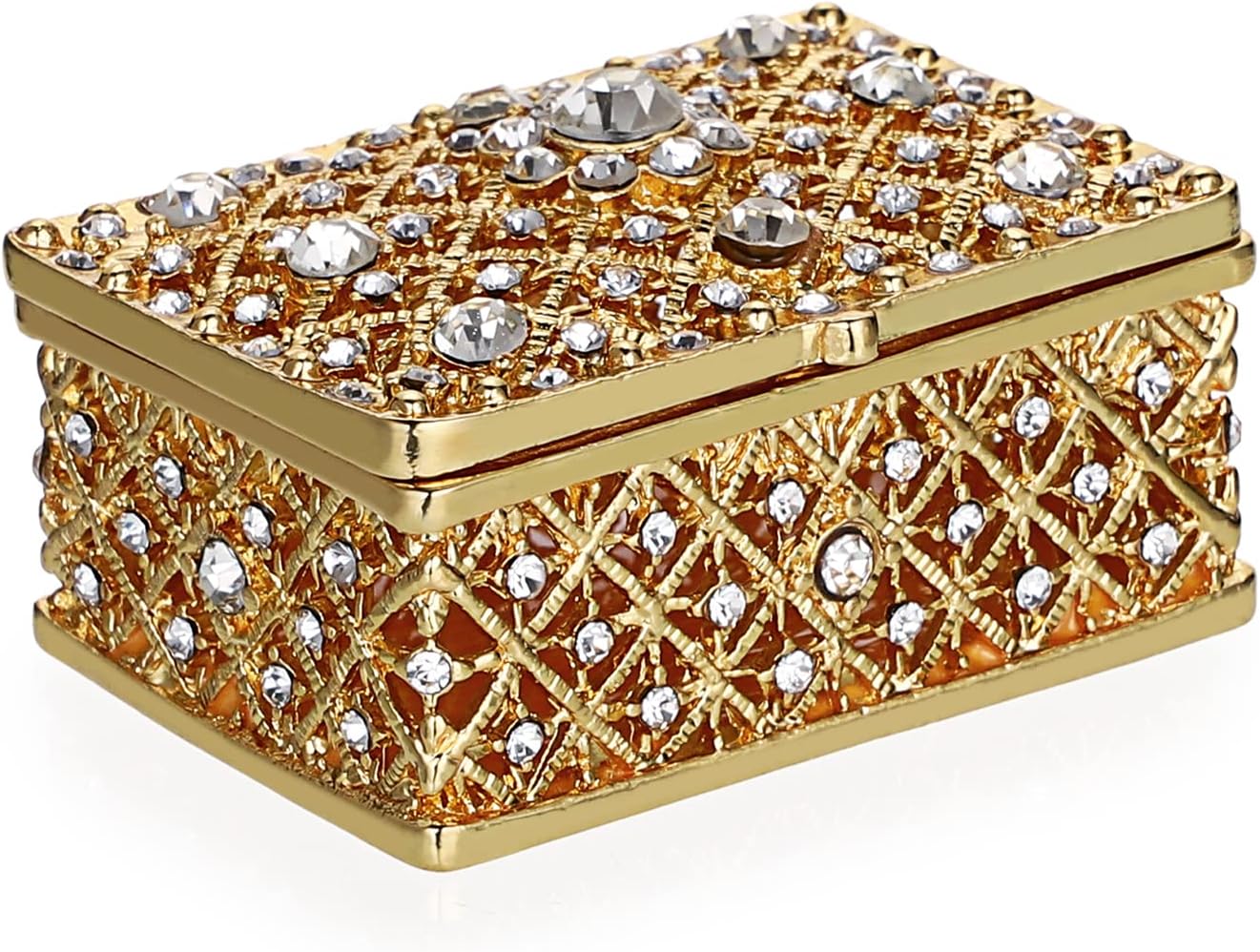 Amazon.com: ELLDOO Crystal Jewelry Trinket Box Rectangle Small Box ...