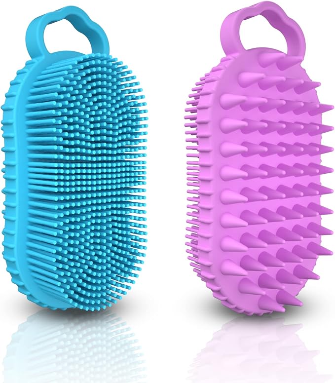 Amazon.com : BathWe 2 Pack Silicone Body Scrubber, 2 in 1 Shower and ...