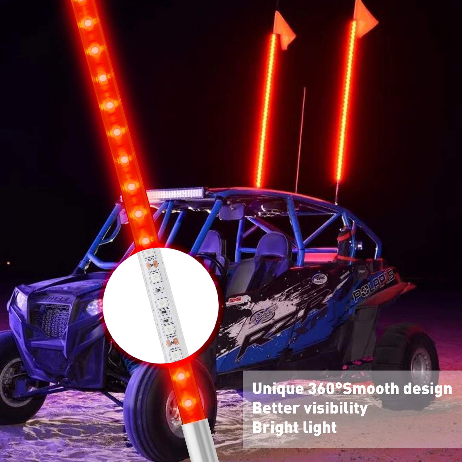 Snapklik.com : 3ft LED Light Whip, AAIWA LED Whip Lights For ATV UTV ...