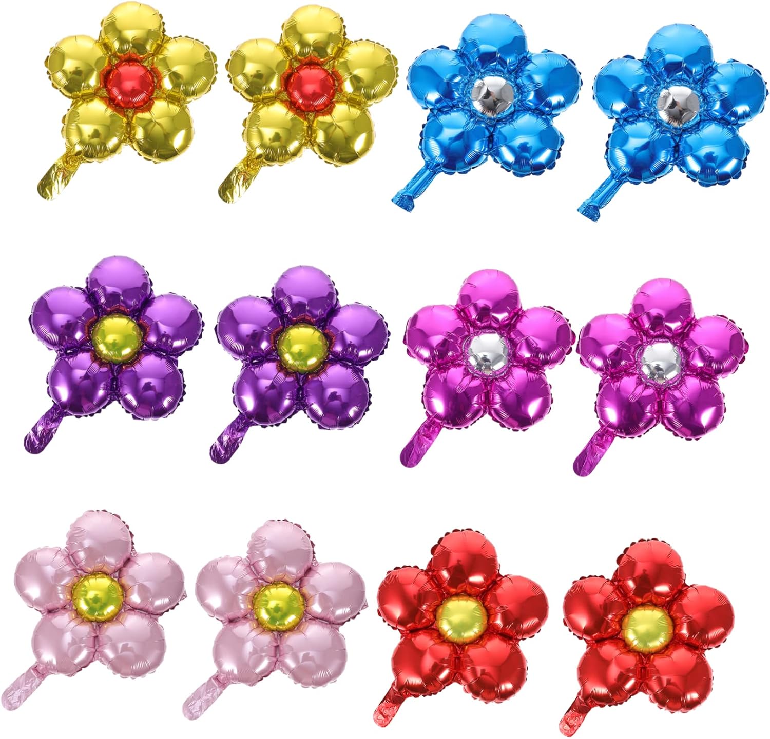 Amazon.com: OKUMEYR Set of 12 Small Flower Ballons Aluminum Film Party ...