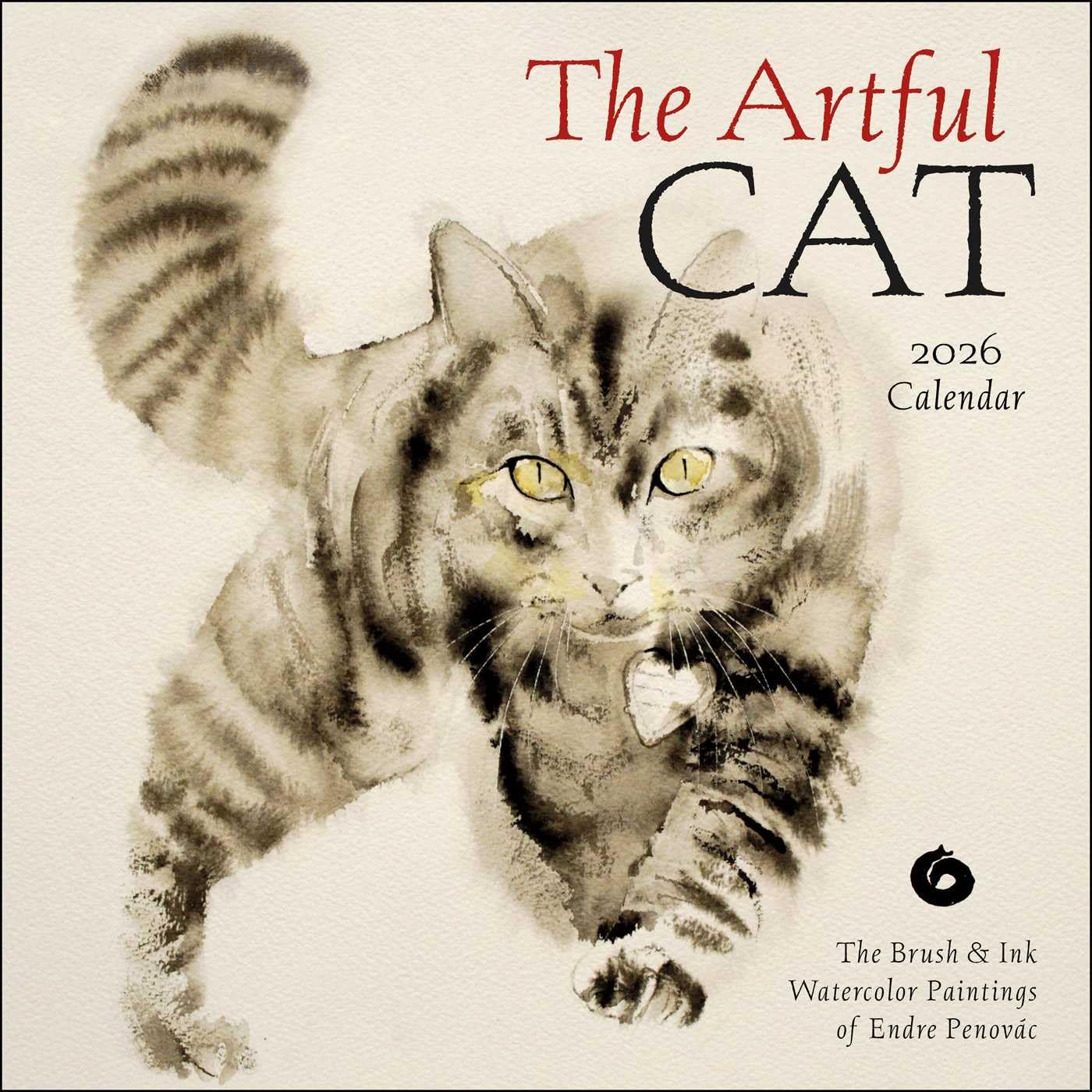 Amazon | The Artful Cat 2026 Wall Calendar: Brush & Ink Watercolor ...