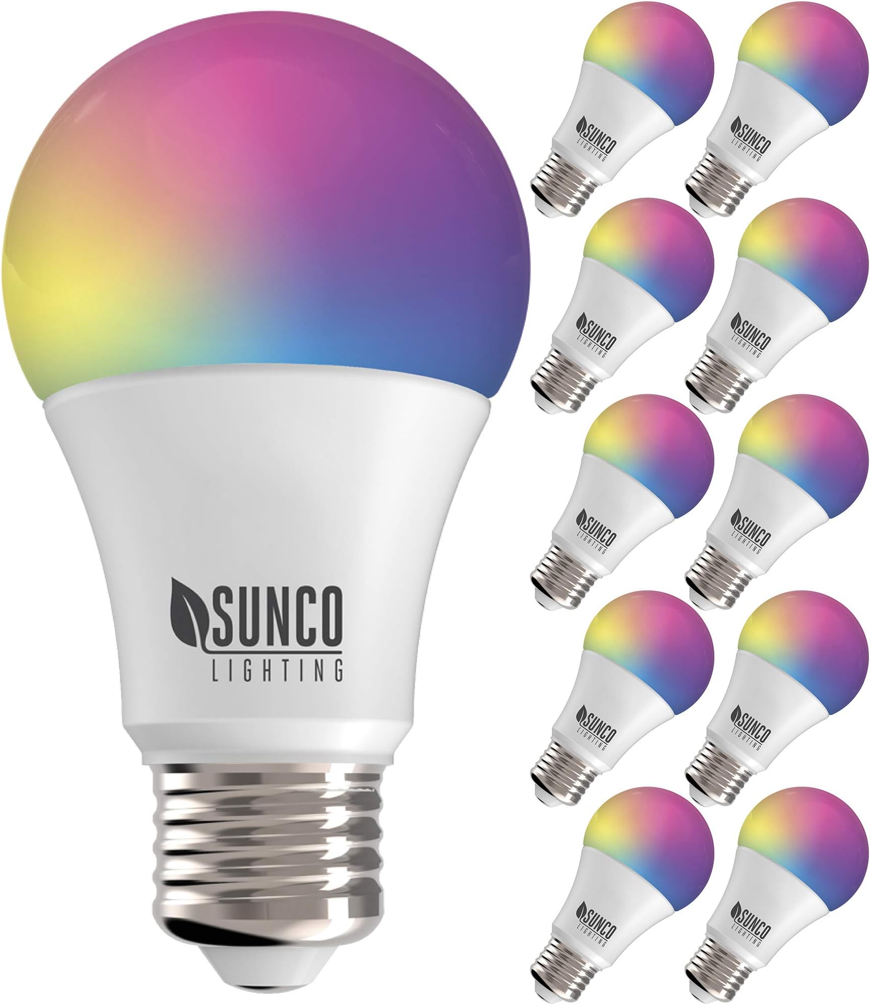 Amazon.com: Sunco Lighting 10 Pack Smart WiFi Bulbs Alexa, A19 Dimmable ...