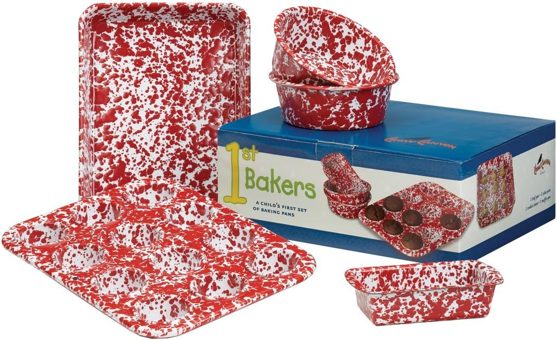Amazon.com: Enamelware 5 Piece Child's Bakeware Set- Red Marble : Toys ...