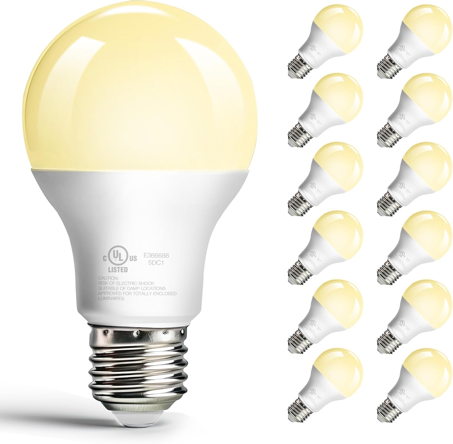 phopollo E27 Screw Led Bulb, Warm White 2700K, 60 Watt Equivalent LED ...