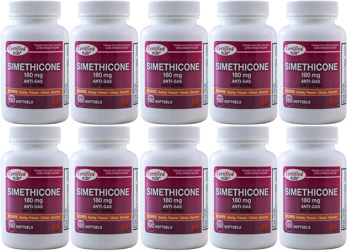 Amazon.com: Simethicone 180 mg 1800 Softgels Anti-Gas Generic for ...