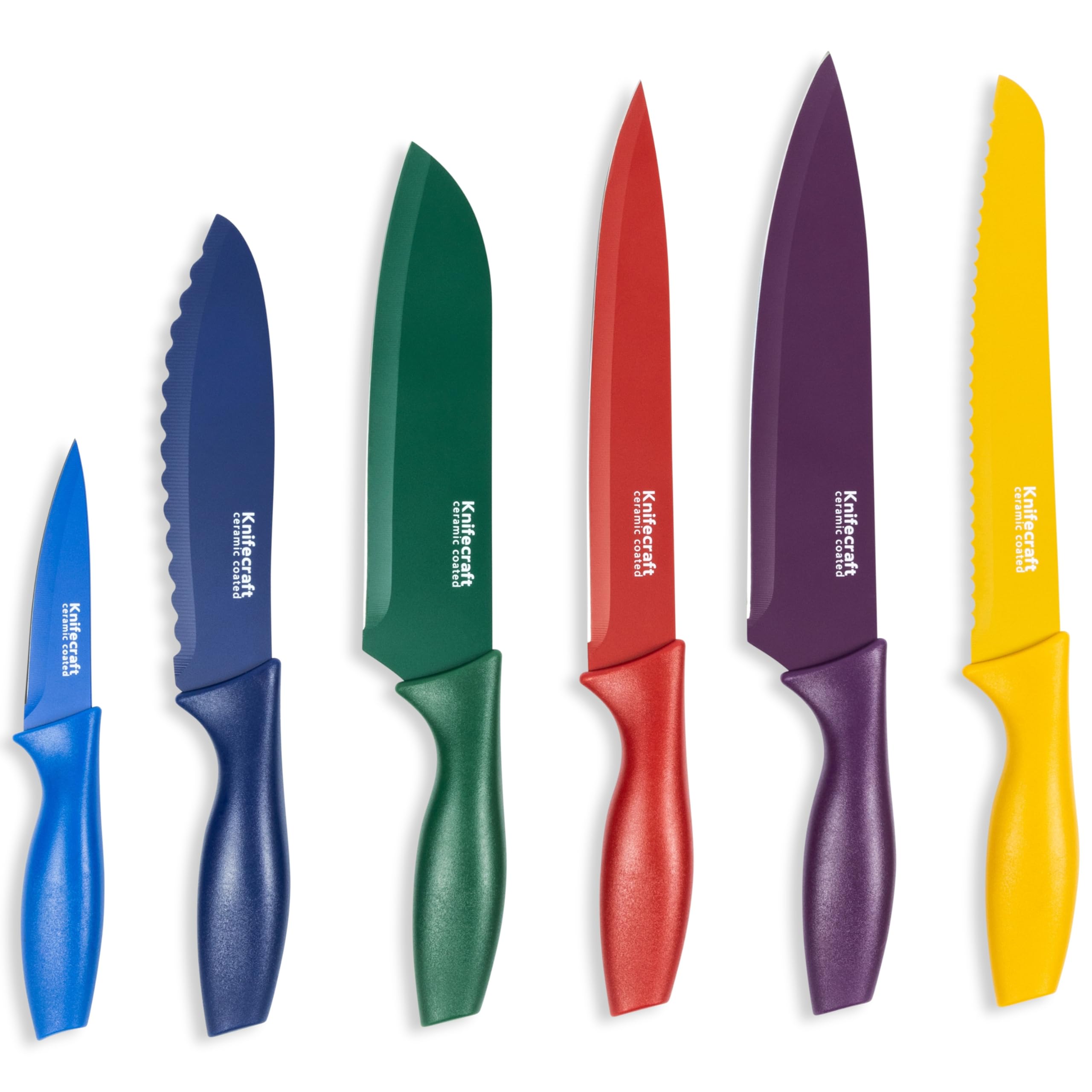 Amazon.com: Knifecraft 12-Piece Color Coded Kitchen Knife Set, Non ...