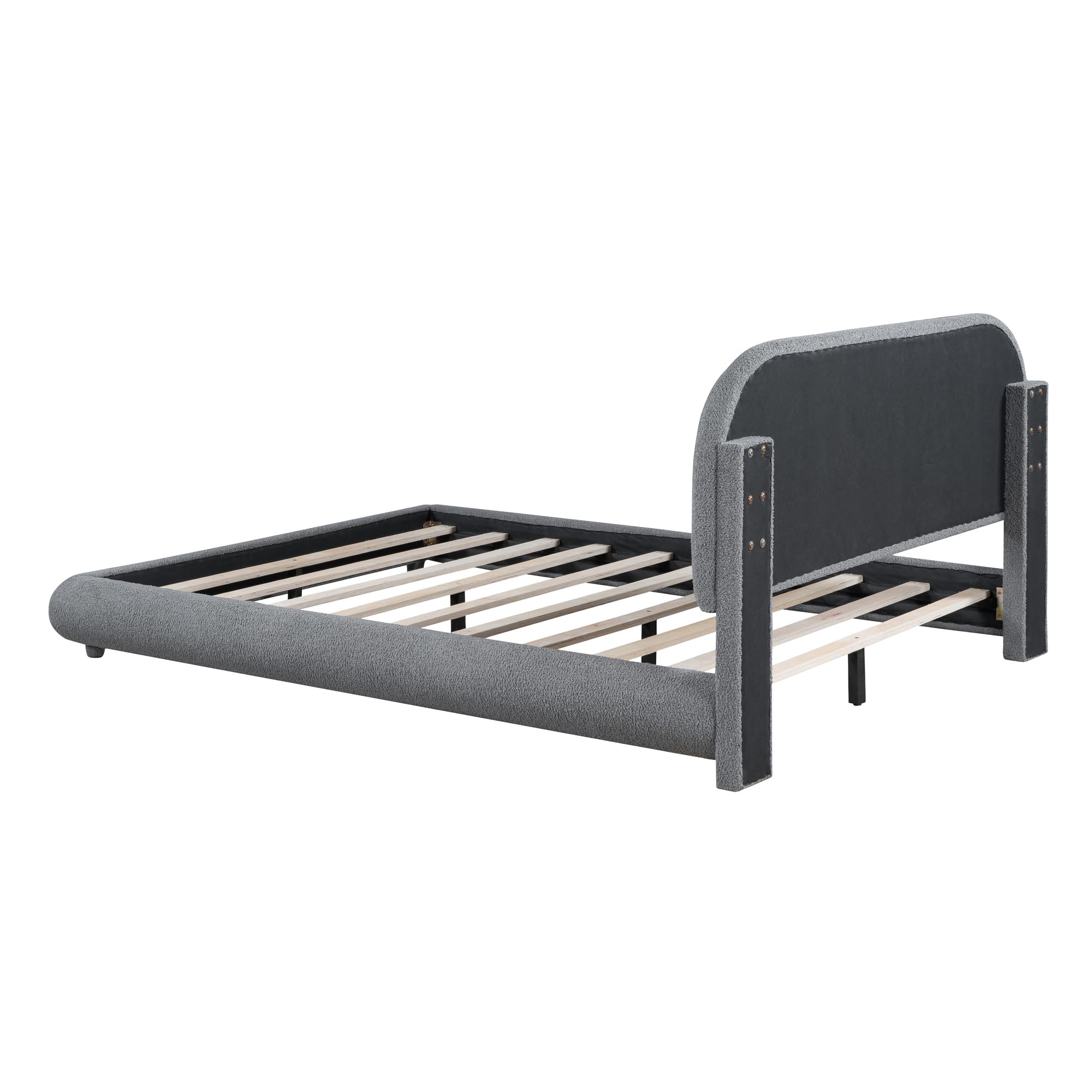 Snapklik.com : FAVSH Full Size Upholstered Bed-Frame, Curved Headboard ...