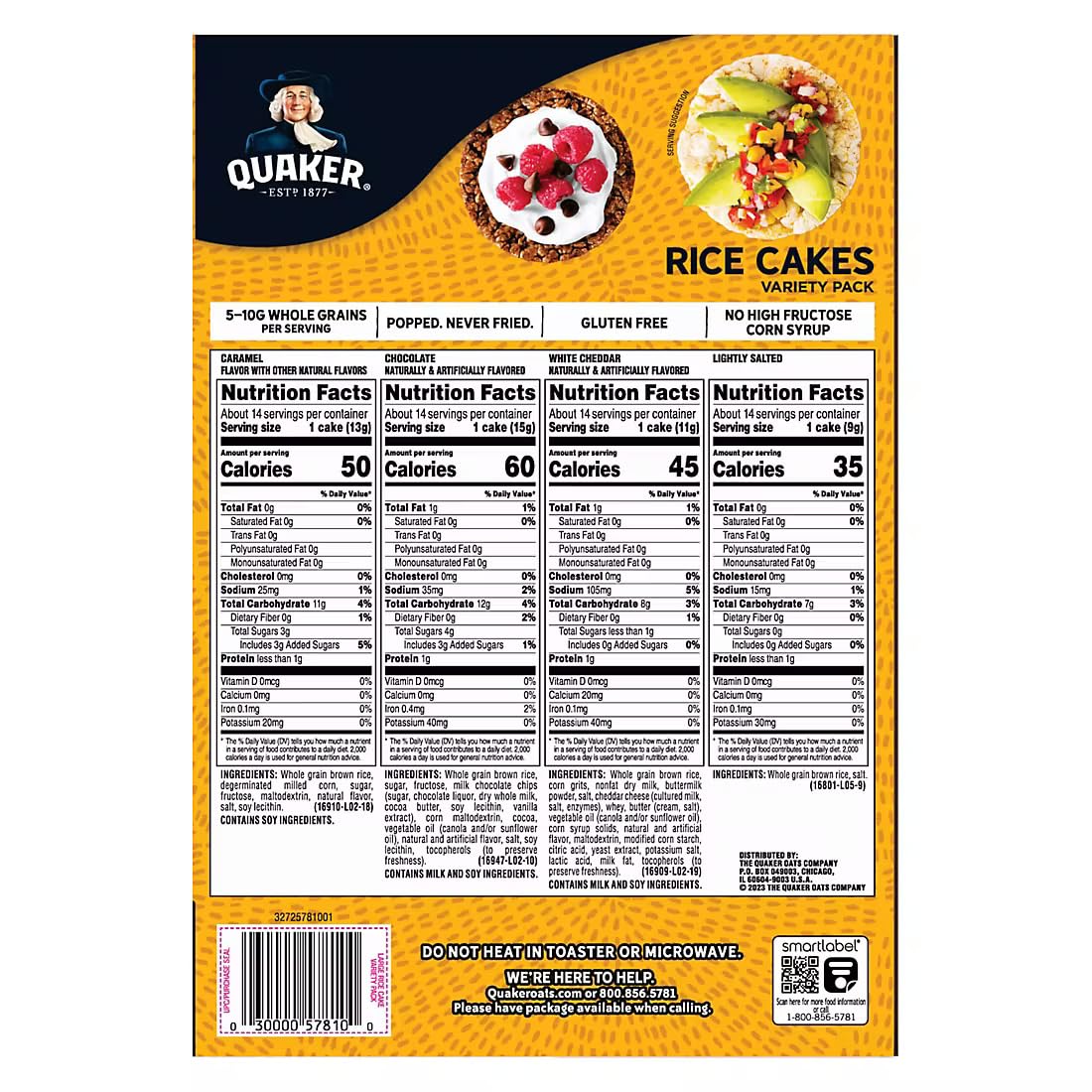 Quaker Rice Cakes Nutrition Facts Quaker Large Rice Cakes, Gluten