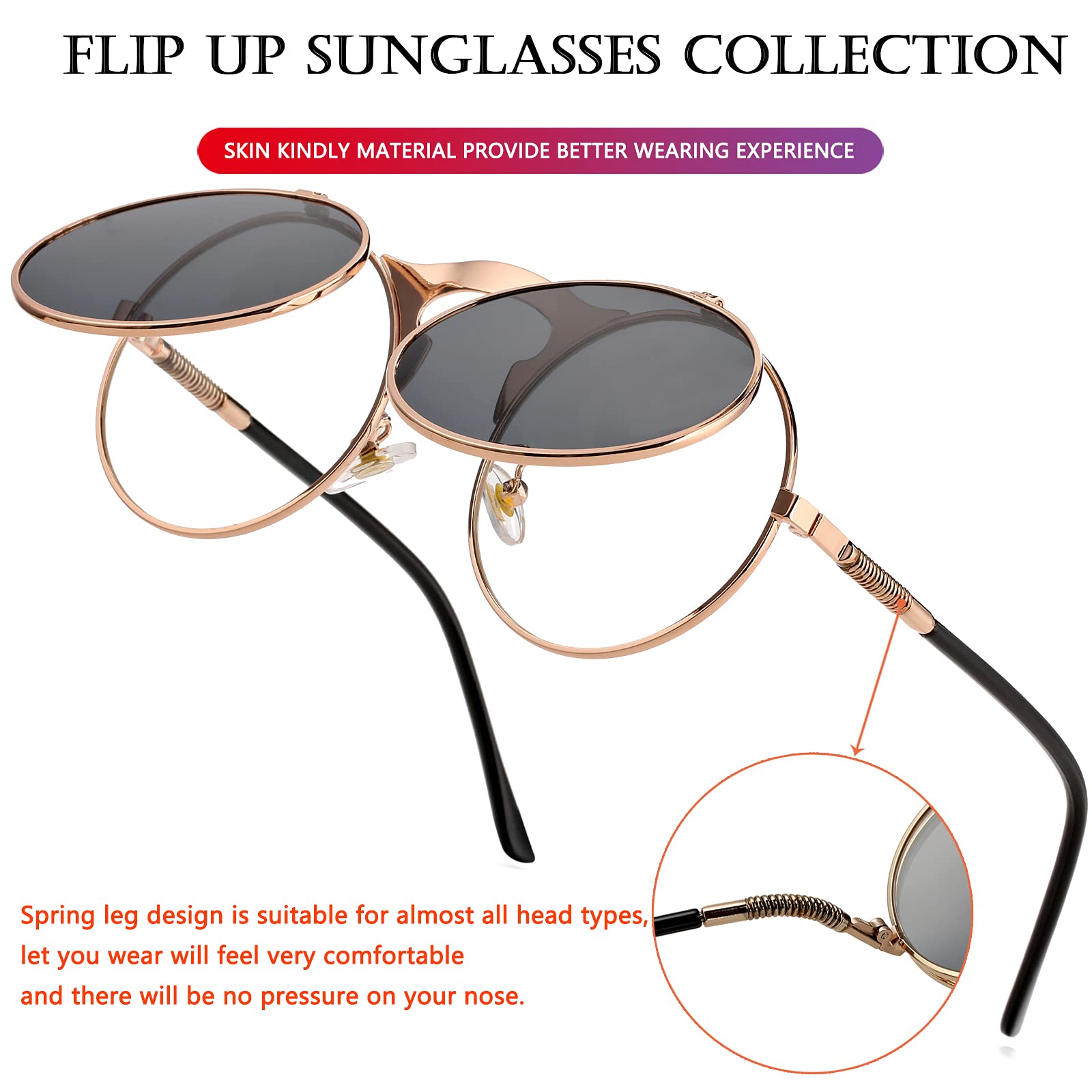 Snapklik.com : AIEYEZO Round Flip Up Sunglasses For Men And Women Rave ...