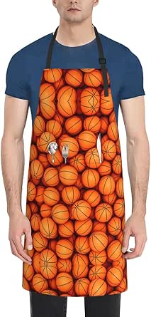 Amazon.com: MyPiky Basketball Orange Print Waterproof Apron With ...