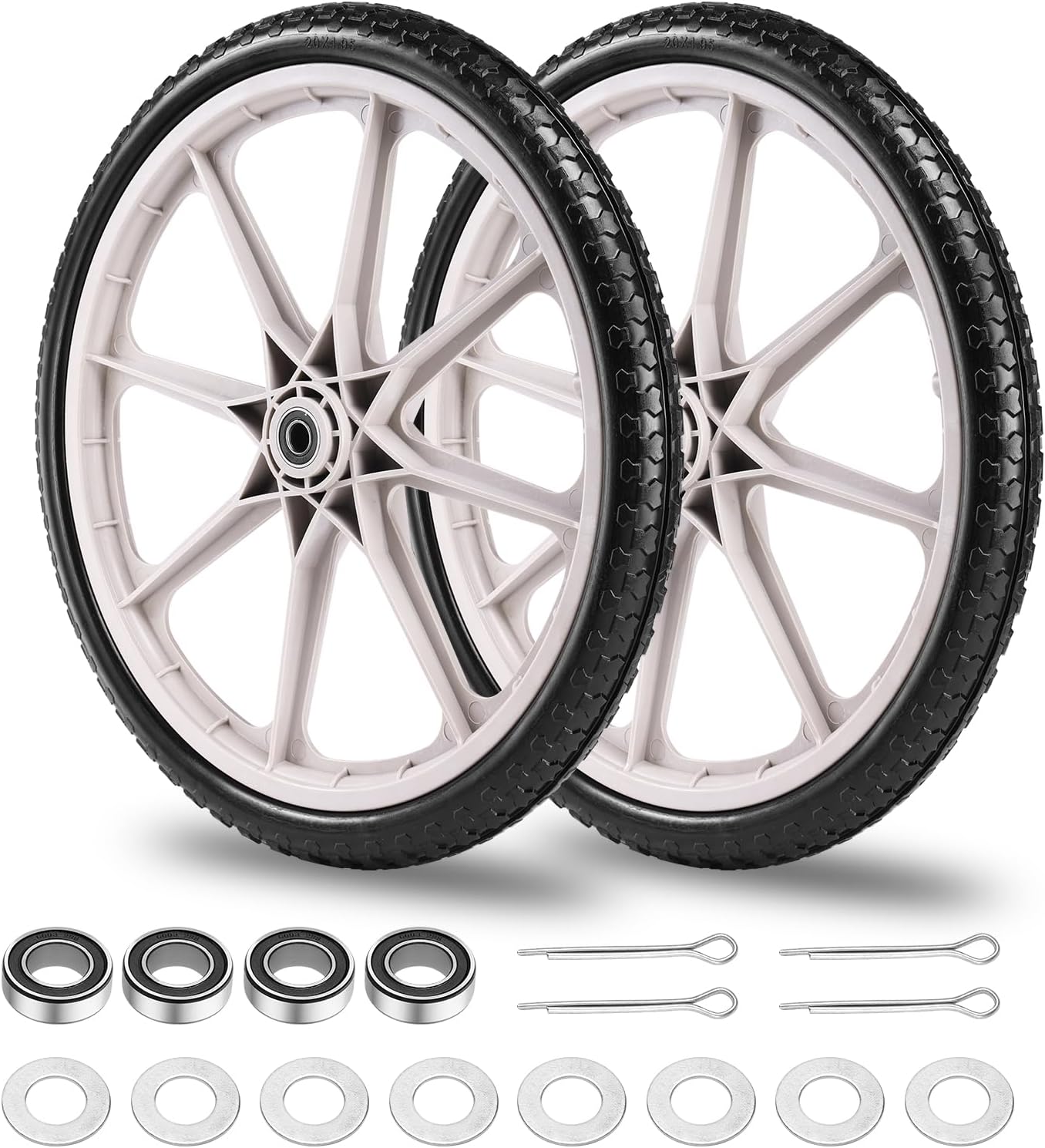 Amazon.com: 20" Flat Free Tire and Wheel with 3/4" & 5/8" Bearing ...