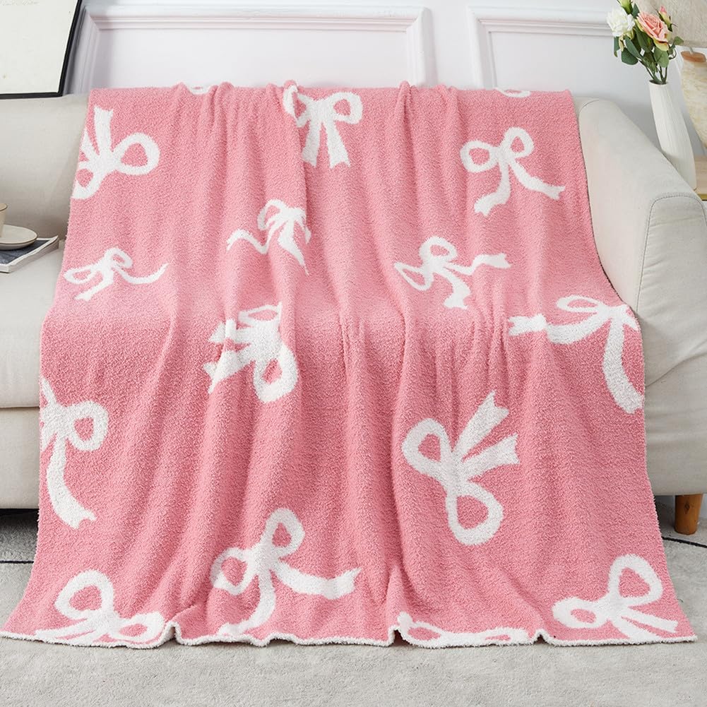 Amazon.com: 50" x 60" Bed Throw Blanket, Bow Pattern Throw Blanket for ...