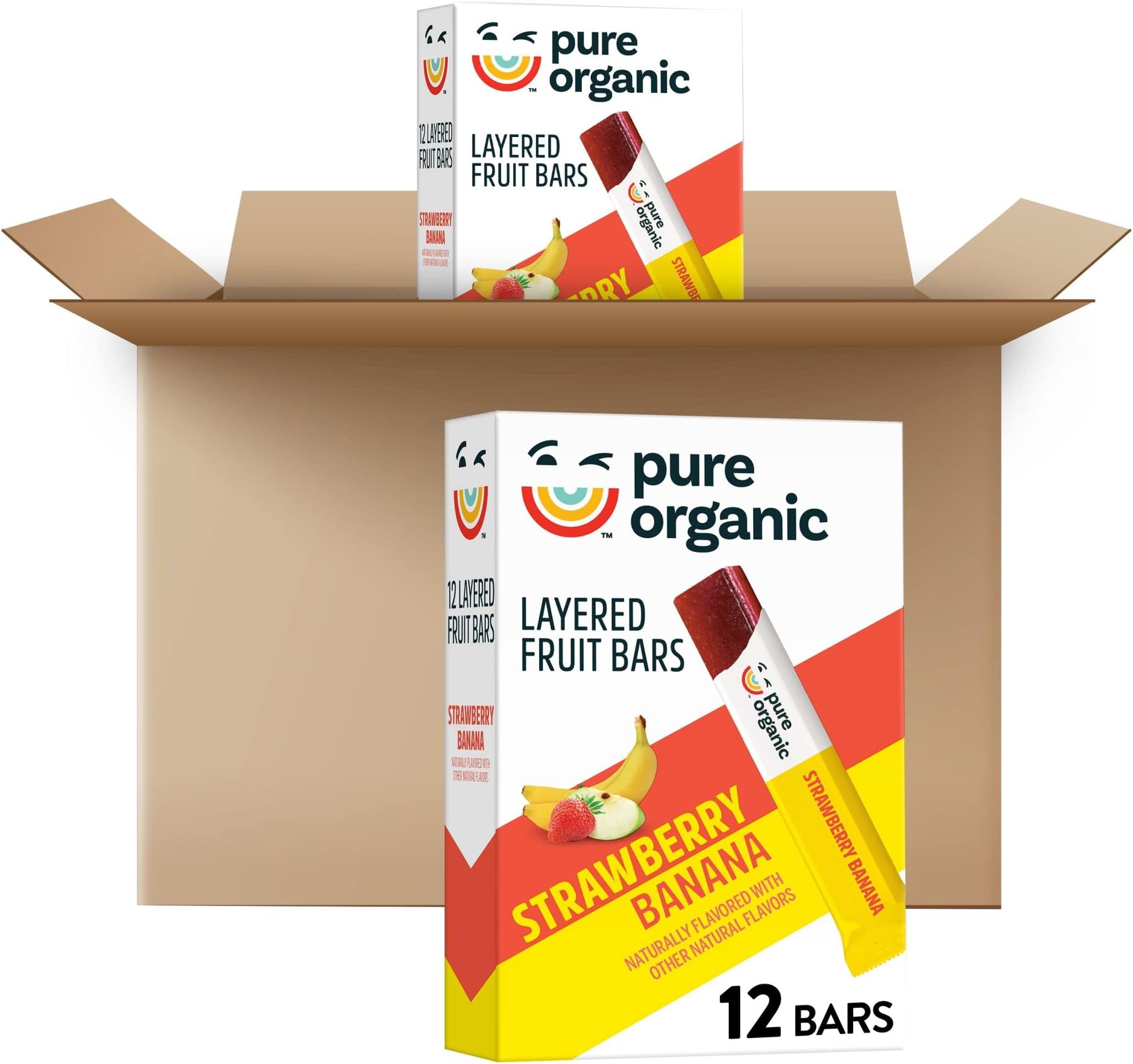 Amazon.com : Pure Organic Layered Fruit Bars, Strawberry Banana, Gluten ...