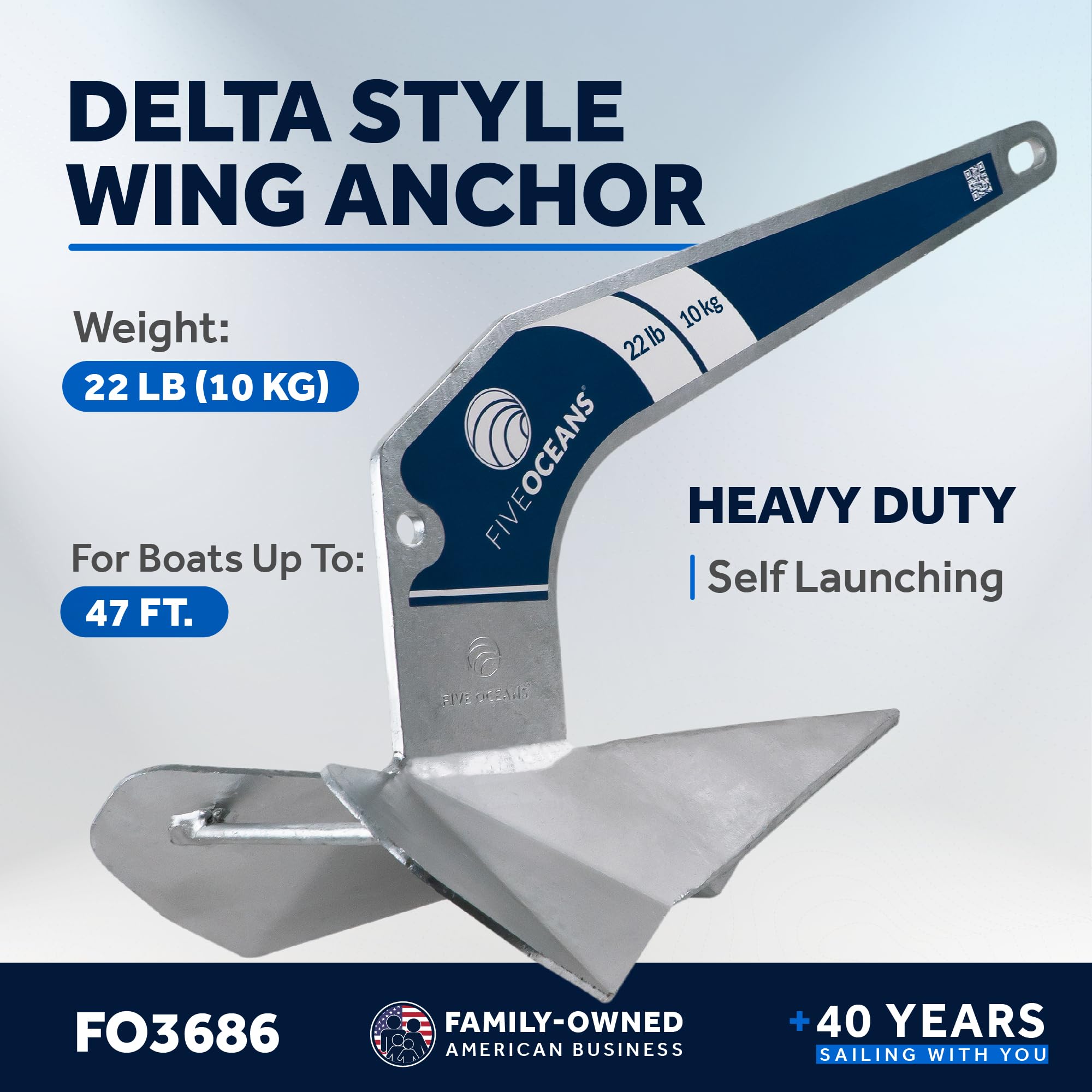 Snapklik.com : Five Oceans Delta Style Wing Boat Anchor, 22 Lb / 10 Kg ...